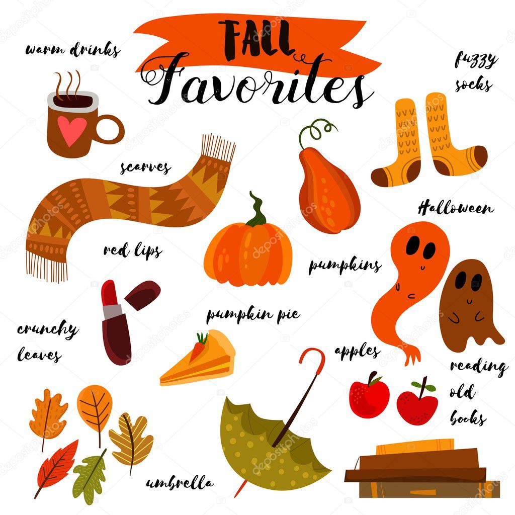 Fall Favorites-Autumn set.Collection of scrapbook element Stock Photo ...