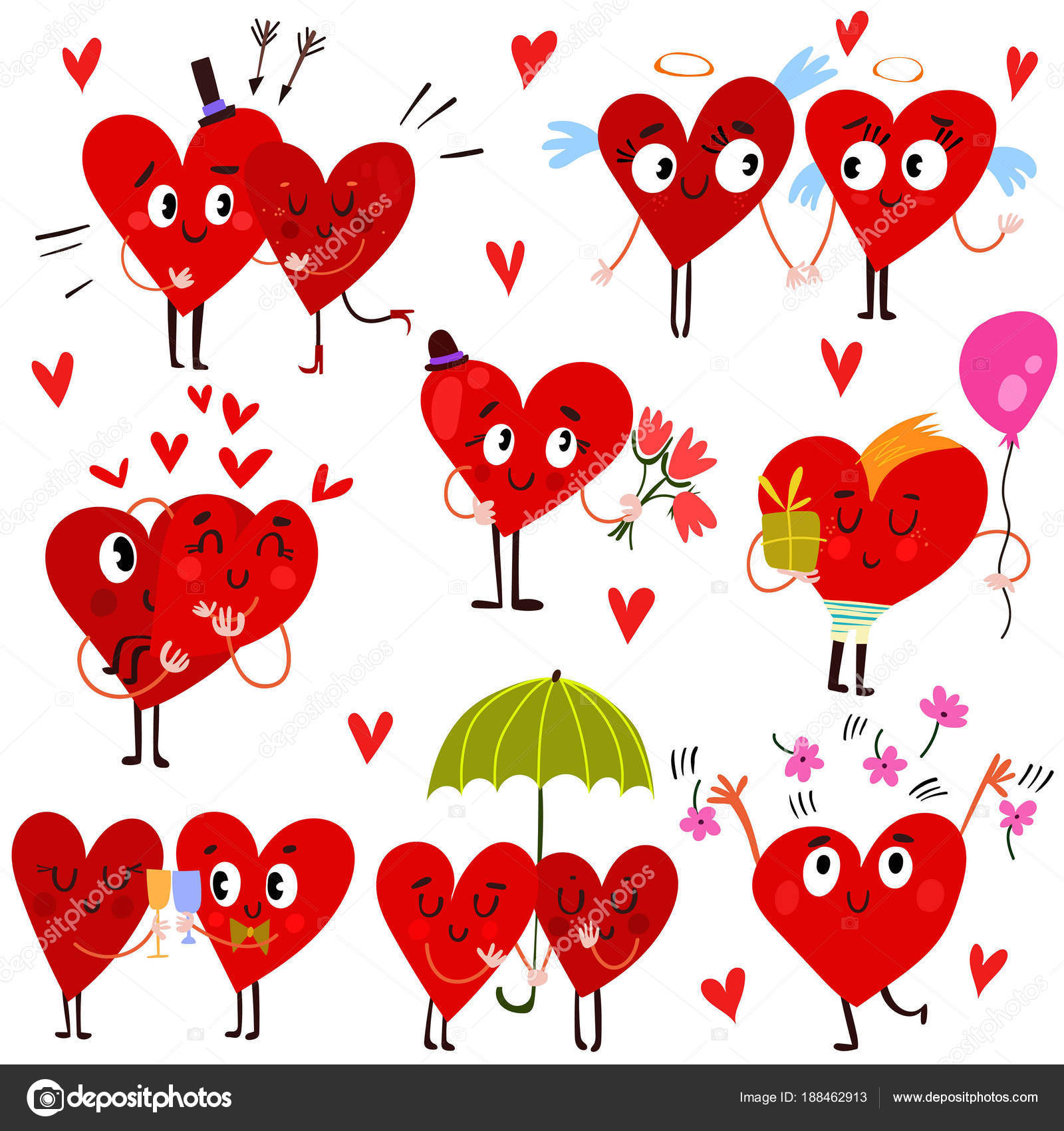 Dibujos De Corazones De San Valentin Conjunto De Dibujos Animados