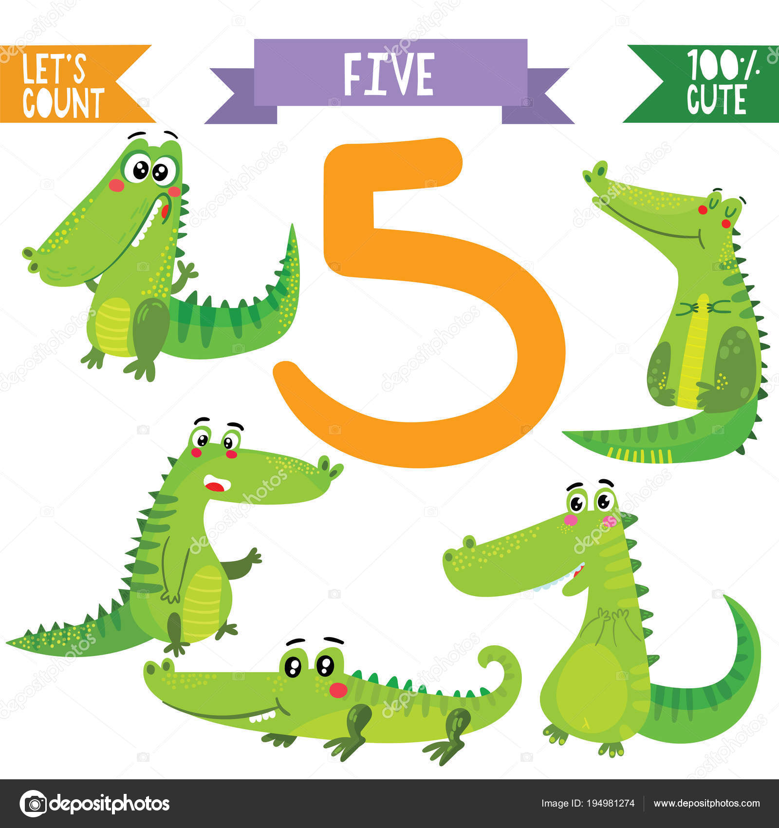 Colección Números Con Animales Del Set Para Que Los Niños Vector de ...