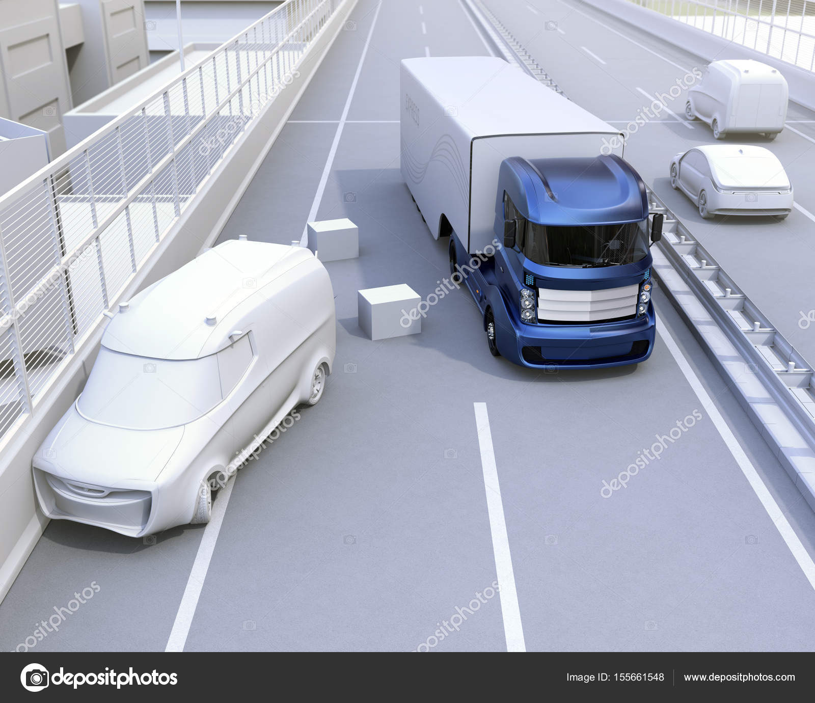 Autonomous car changing lane quickly to avoid a traffic accident ... Autonomous car changing lane quickly to avoid a traffic accident ...