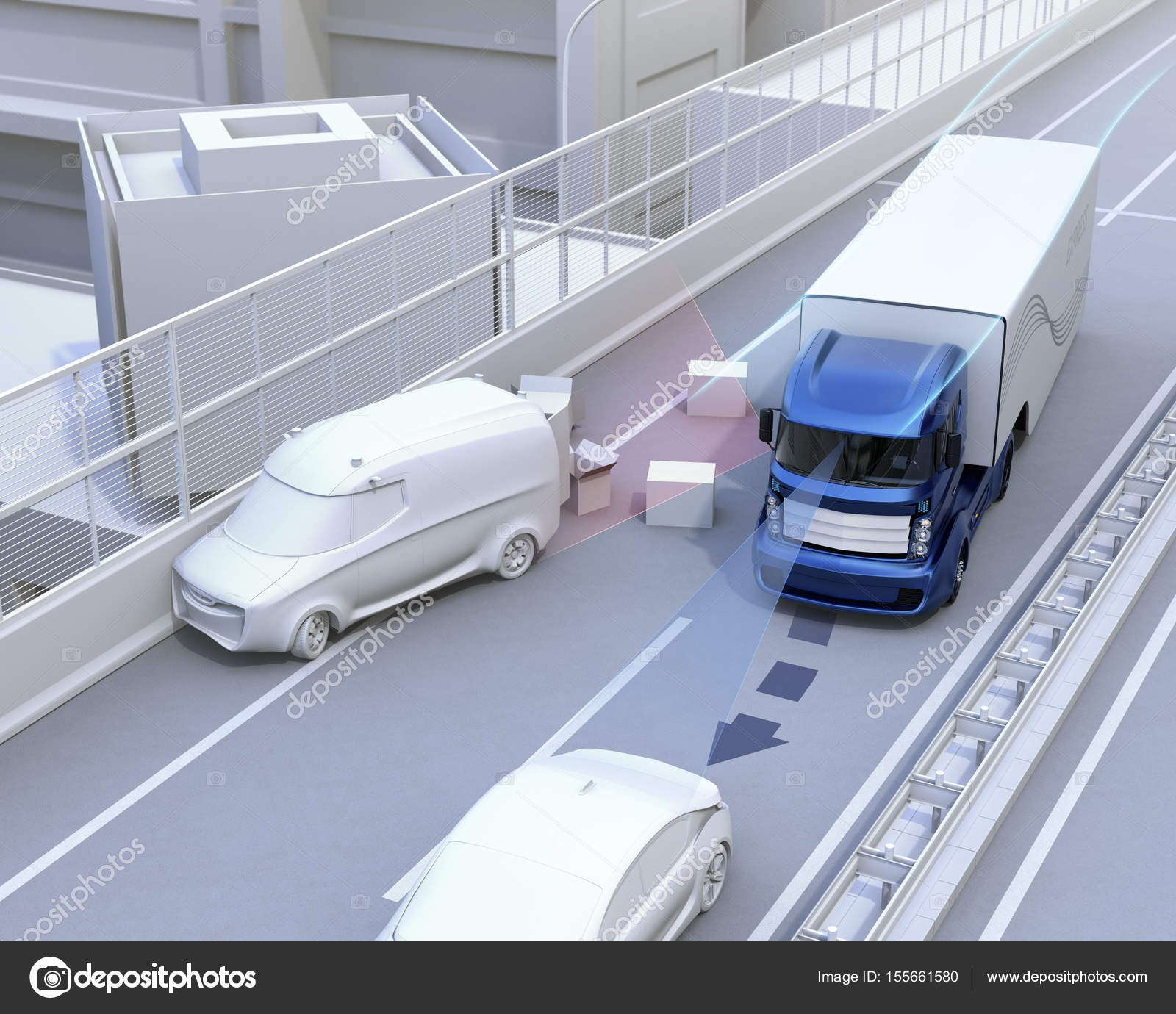 Autonomous car changing lane quickly to avoid a traffic accident ... Autonomous car changing lane quickly to avoid a traffic accident ...