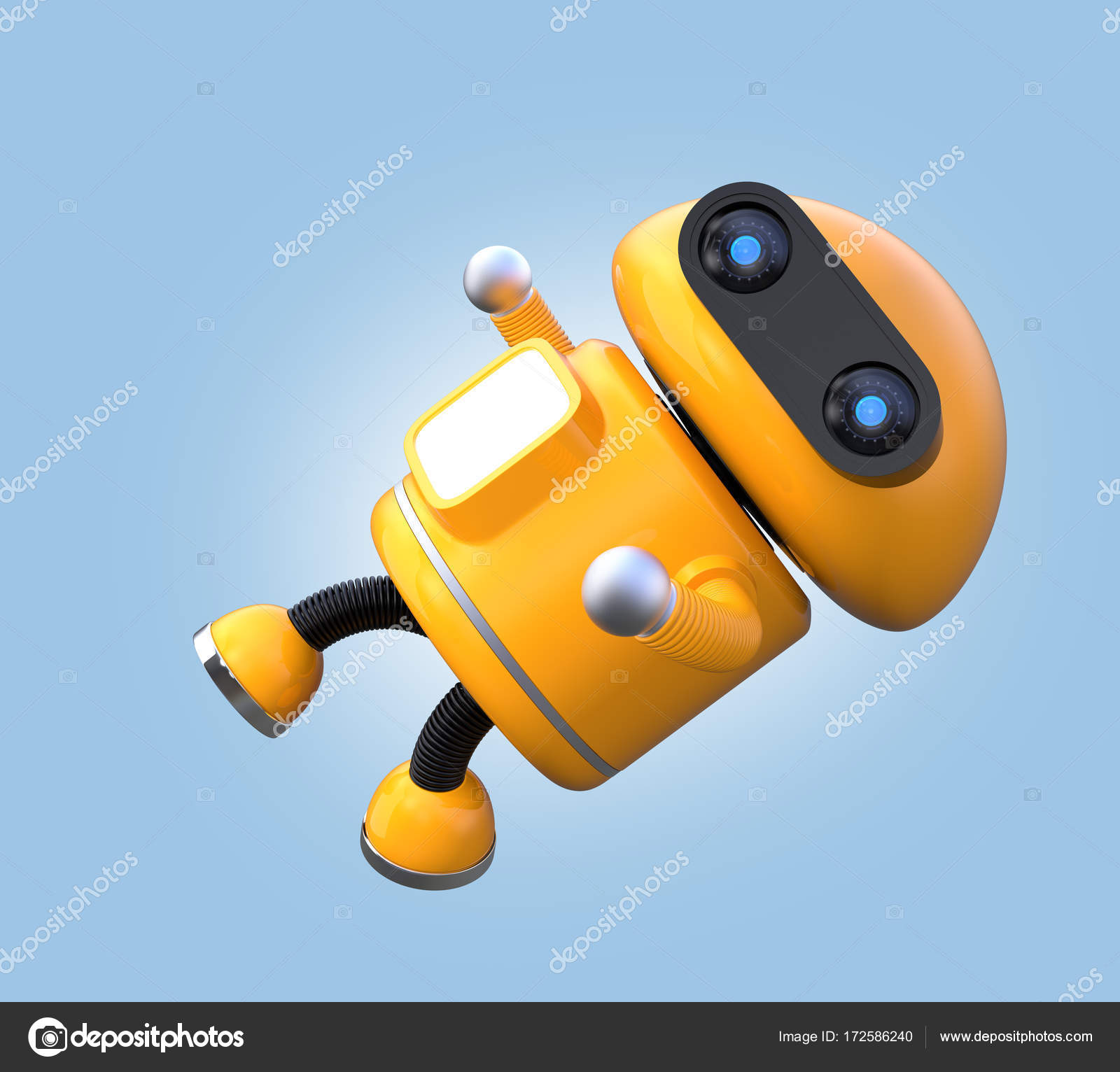 Cute orange robot is floating in the air Stock Illustration by ©chesky ...