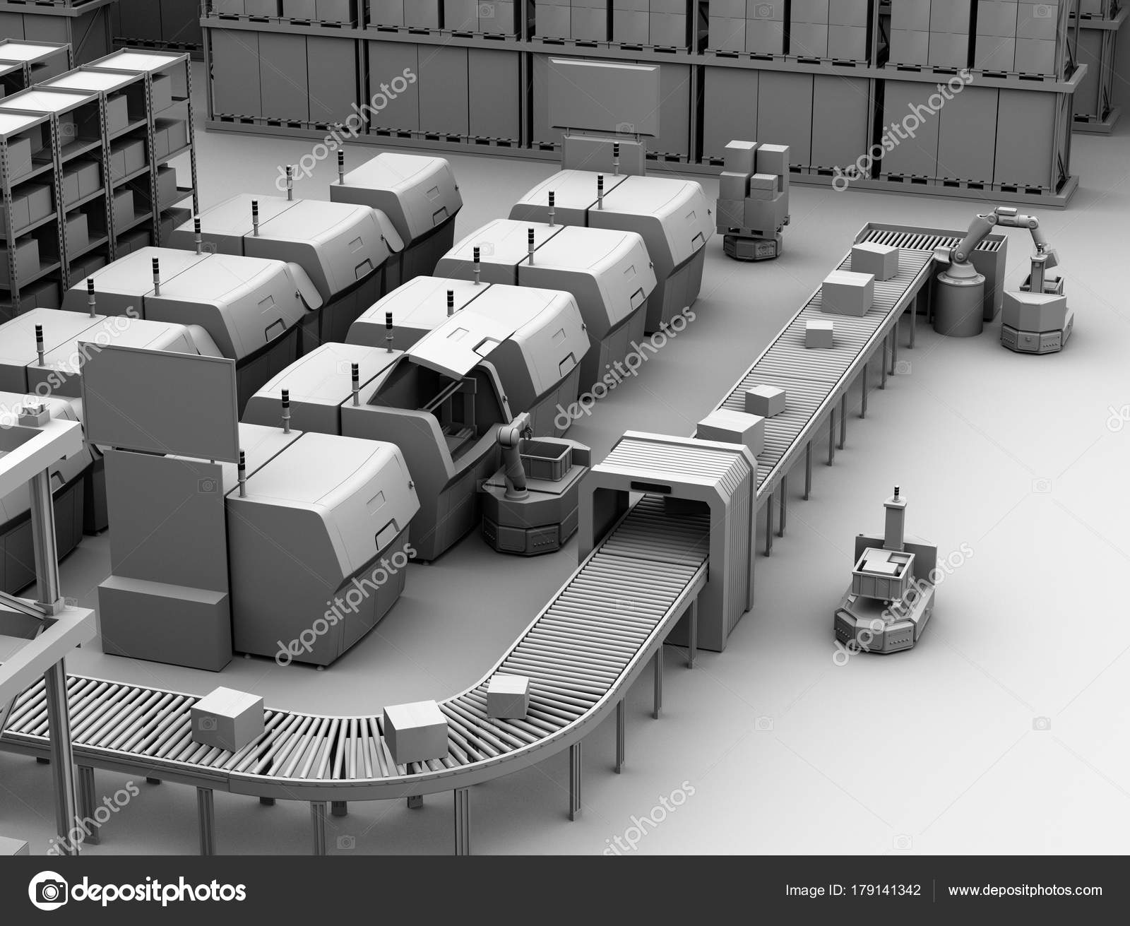 Clay Model Rendering Agv Automatic Guided Vehicle Picking Parts Metal ...