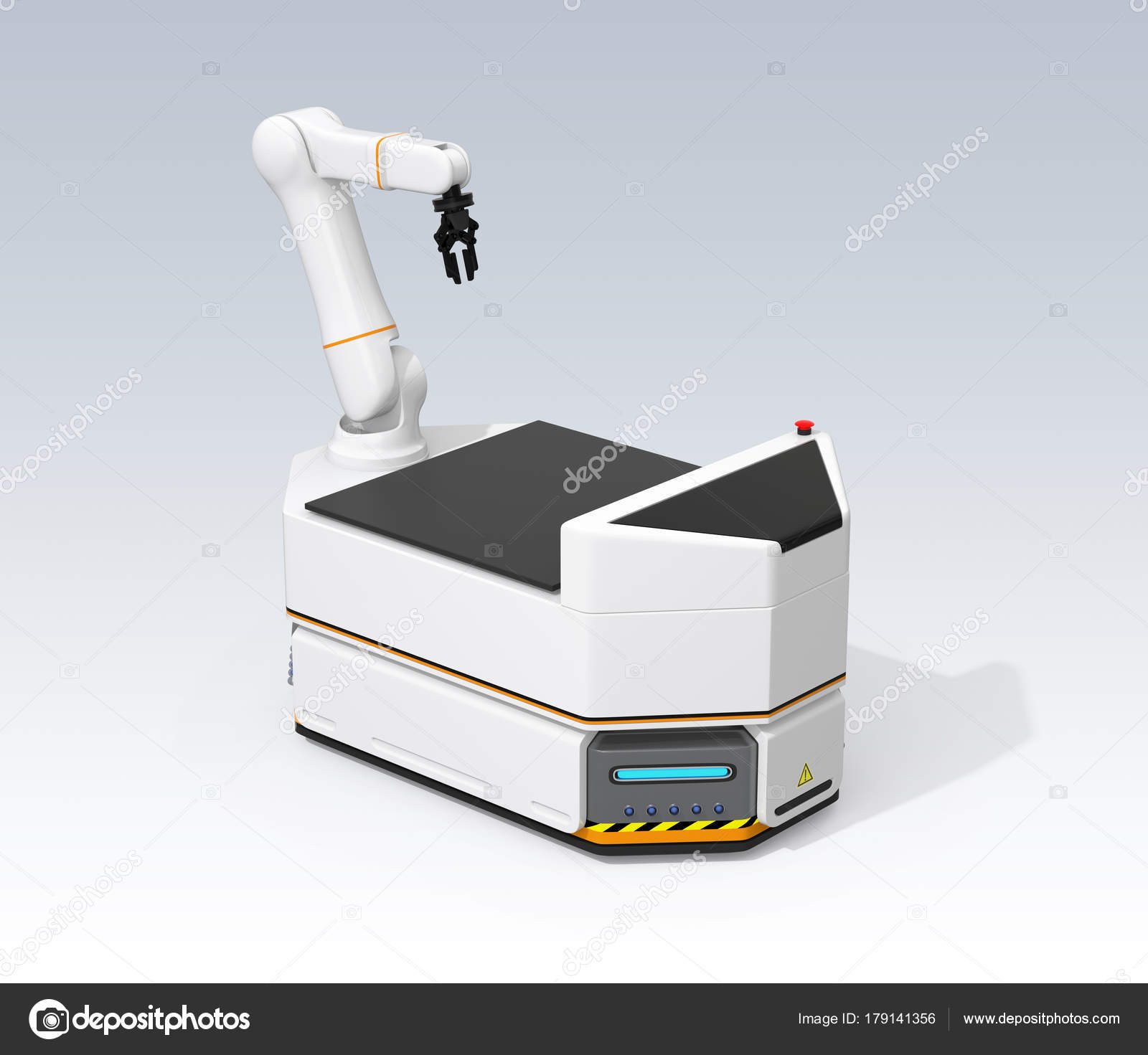 Agv Automatic Guided Vehicle Robotic Arm Isolated Gray Background ...