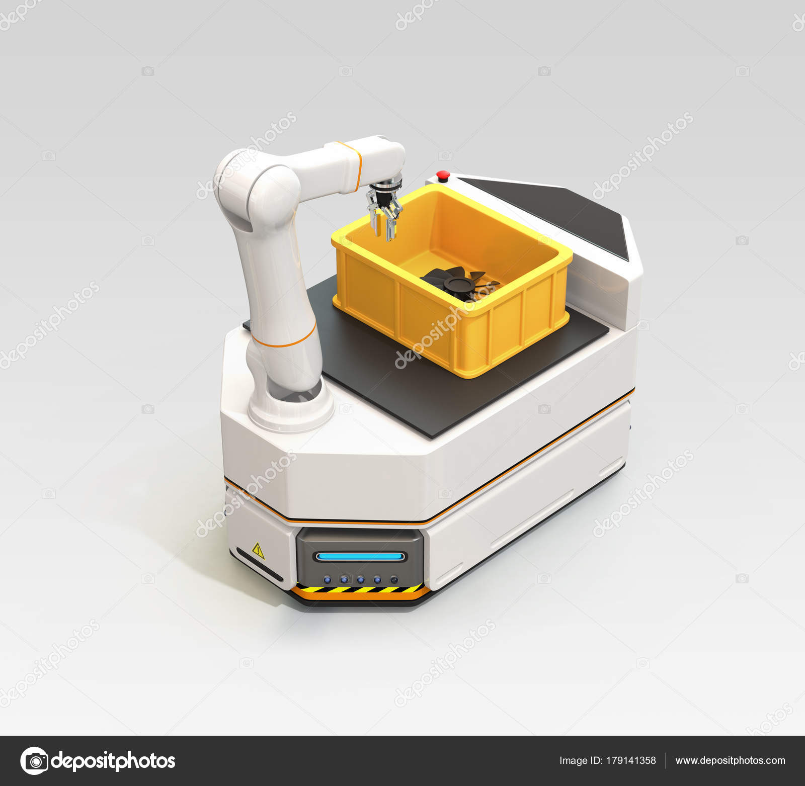 Agv Automatic Guided Vehicle Robotic Arm Isolated Gray Background ...