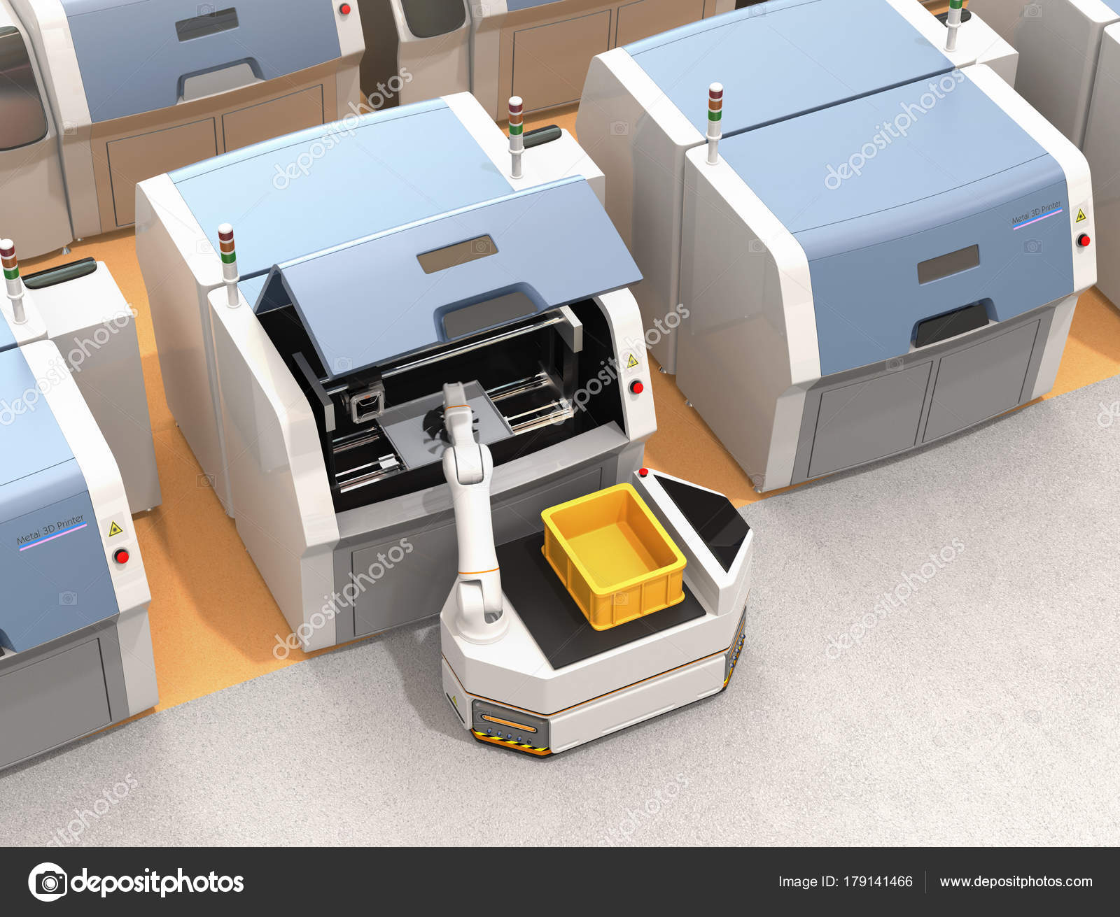 Agv Automatic Guided Vehicle Picking Parts Metal Printer Smart Factory ...