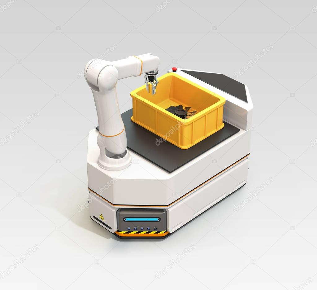 Agv Automatic Guided Vehicle Robotic Arm Isolated Gray Background ...