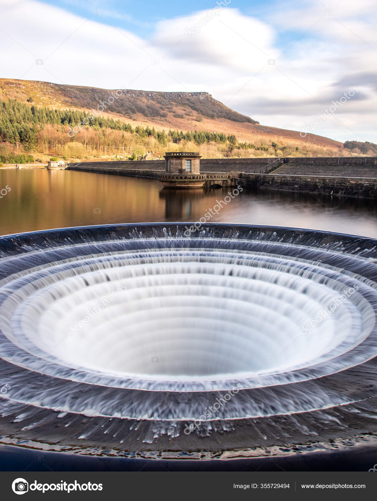 Overflow Plug Hole Ladybower Reservoir Derbyshire Peak District — Stock ...