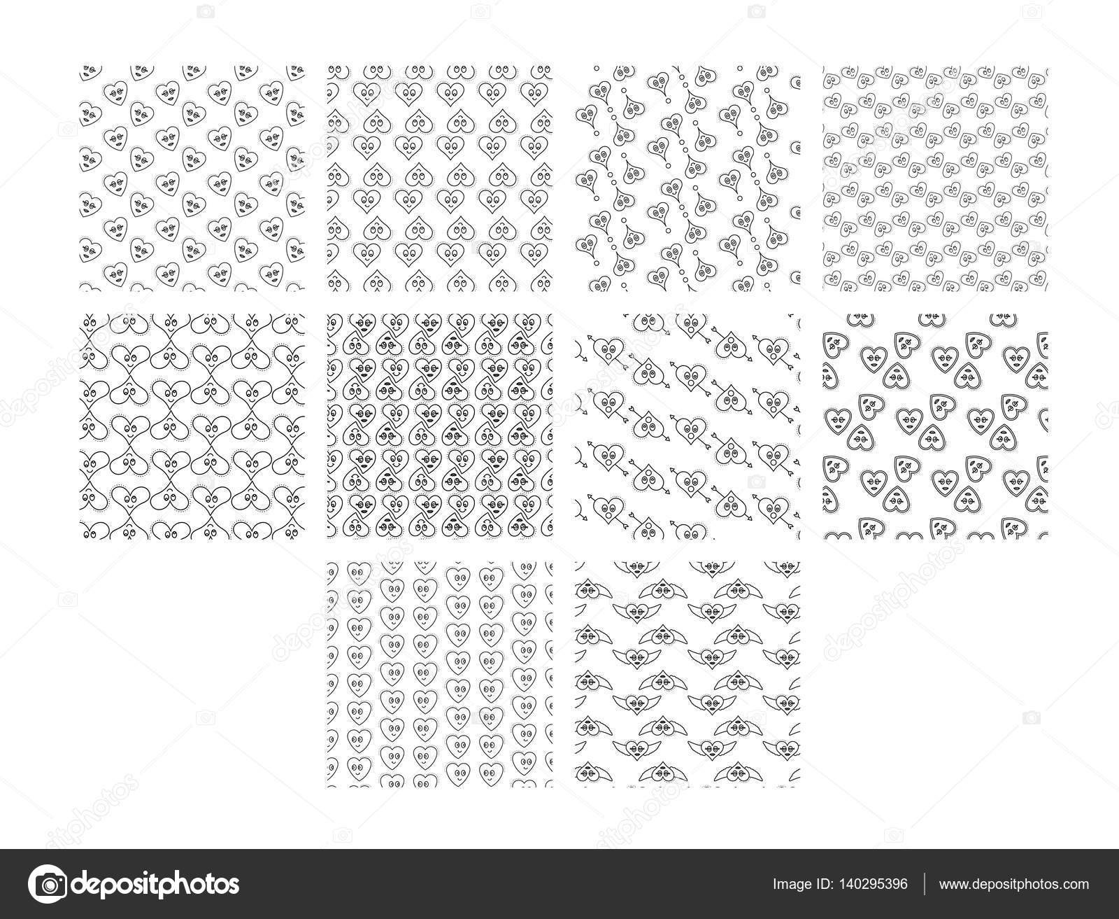 Vector set for various heart shape patterns Stock Vector Image by ...
