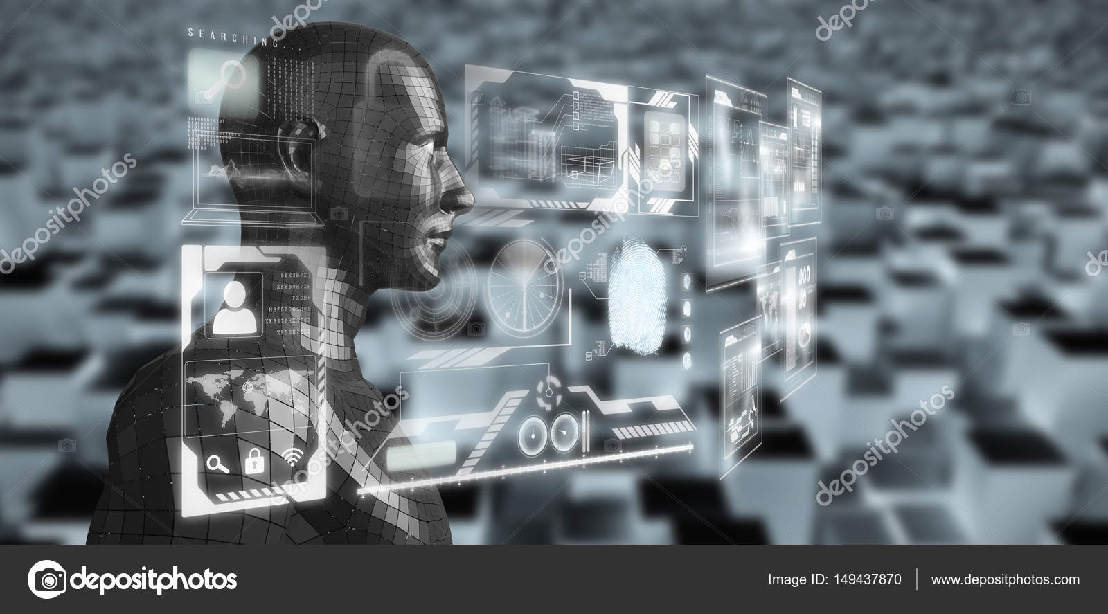 Digital black 3d man — Stock Photo © vectorfusionart #149437870