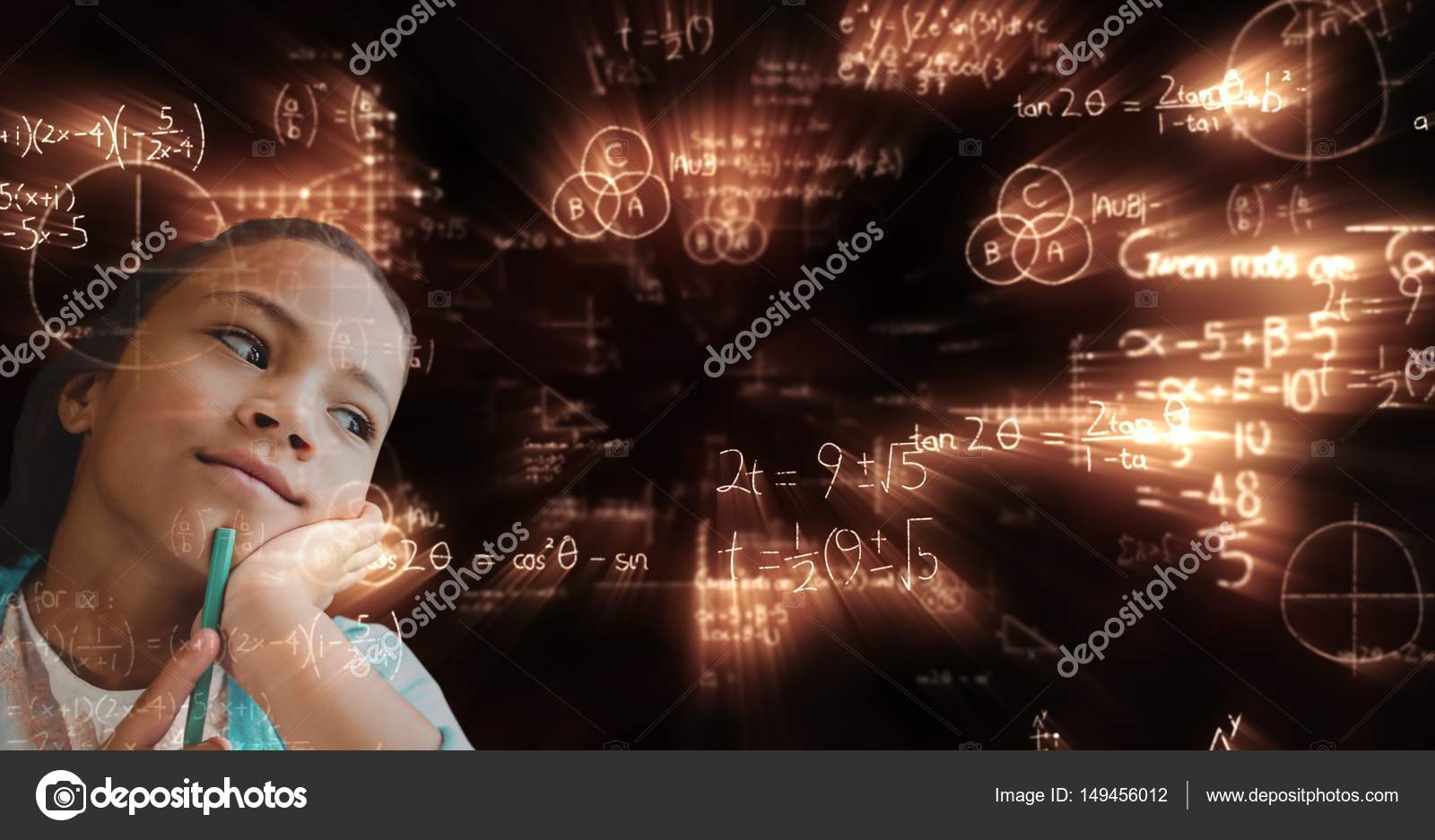 Girl against math background Stock Photo by ©vectorfusionart 149456012