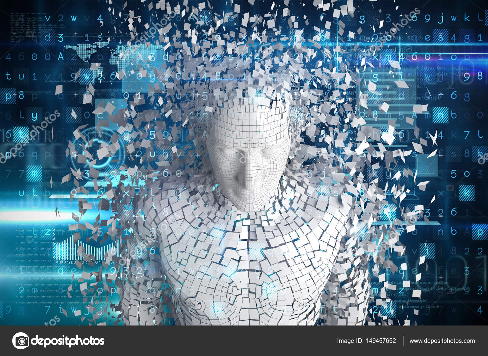 Digitally generated gray pixelated 3d man Stock Photo by ...