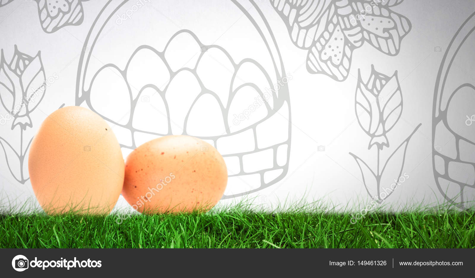 Eggs in front of pattern Stock Photo by ©vectorfusionart 149461326