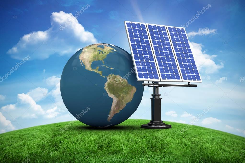 Globe and solar panel — Stock Photo © vectorfusionart #149460202
