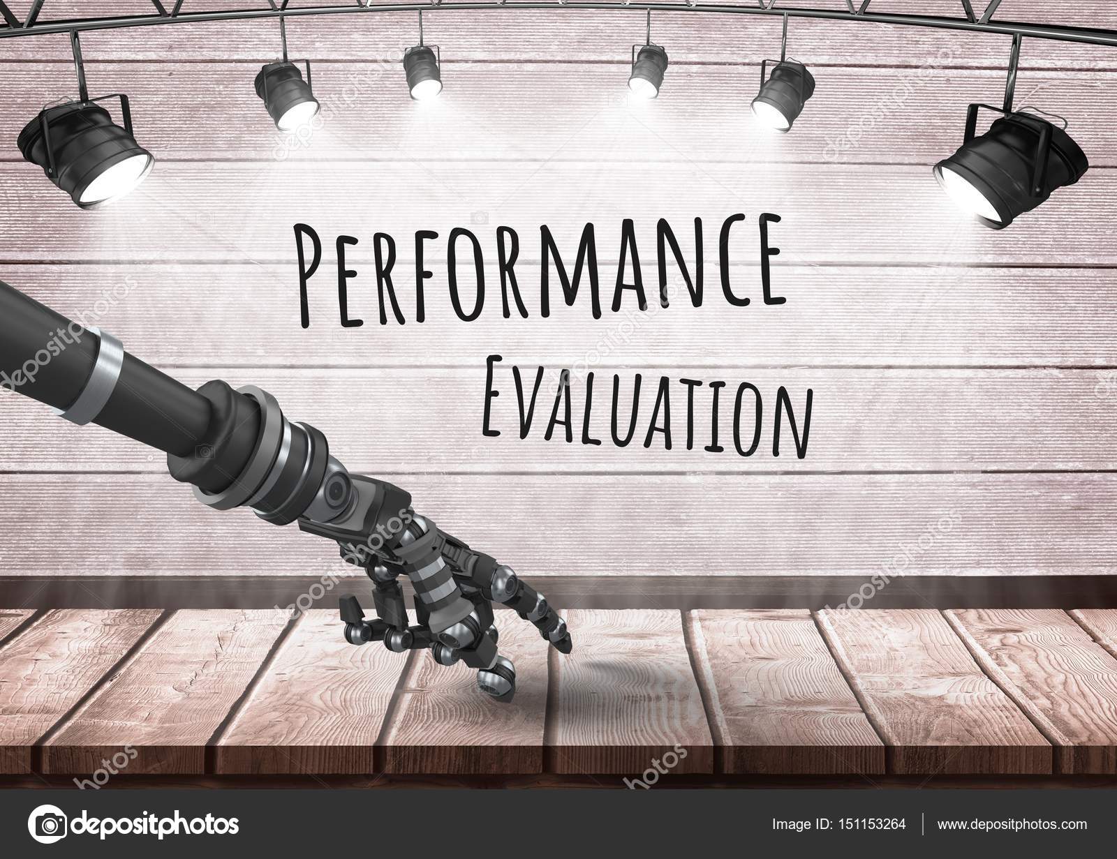 Android hand pointing and Performance evaluation text — Stock Photo ...