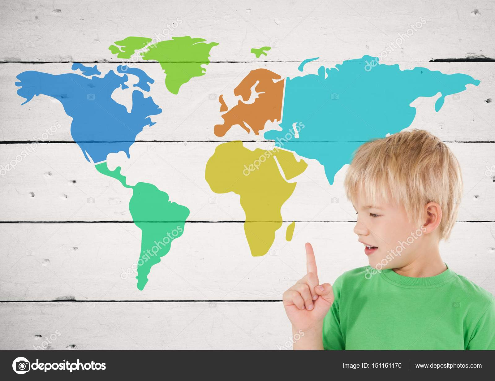 Boy pointing at Colorful Map — Stock Photo © vectorfusionart #151161170