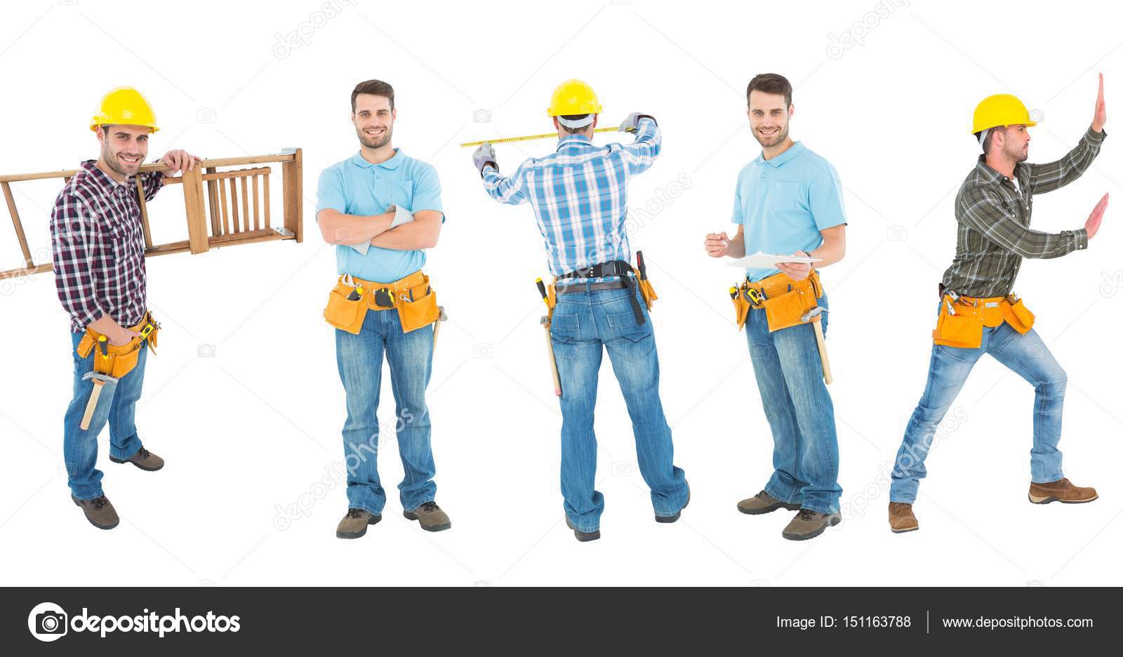 Worker with tools on white Stock Photo by ©vectorfusionart 151163788