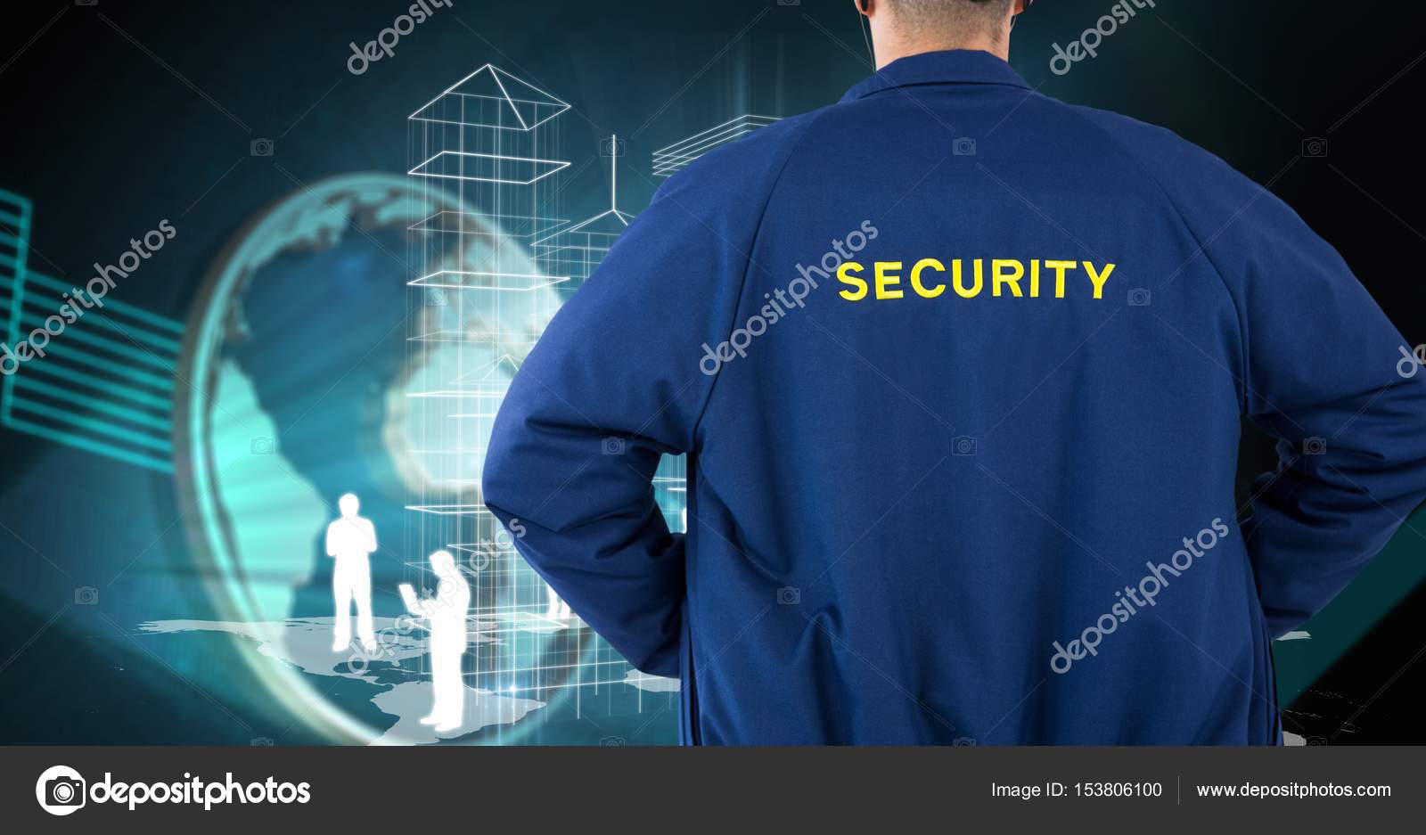 Security guard against screen Stock Photo by ©vectorfusionart 153806100