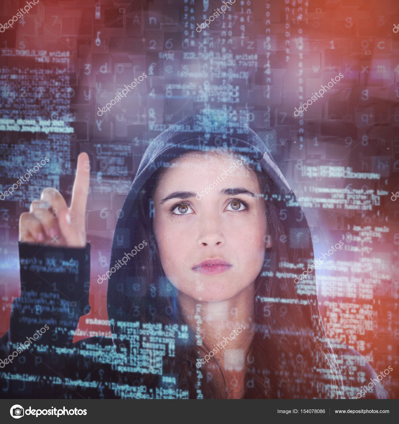 Young female hacker using digital screen Stock Photo by ...
