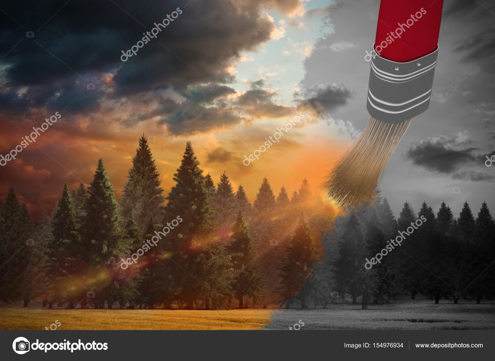 Computer graphic image of red paintbrush Stock Photo by ...