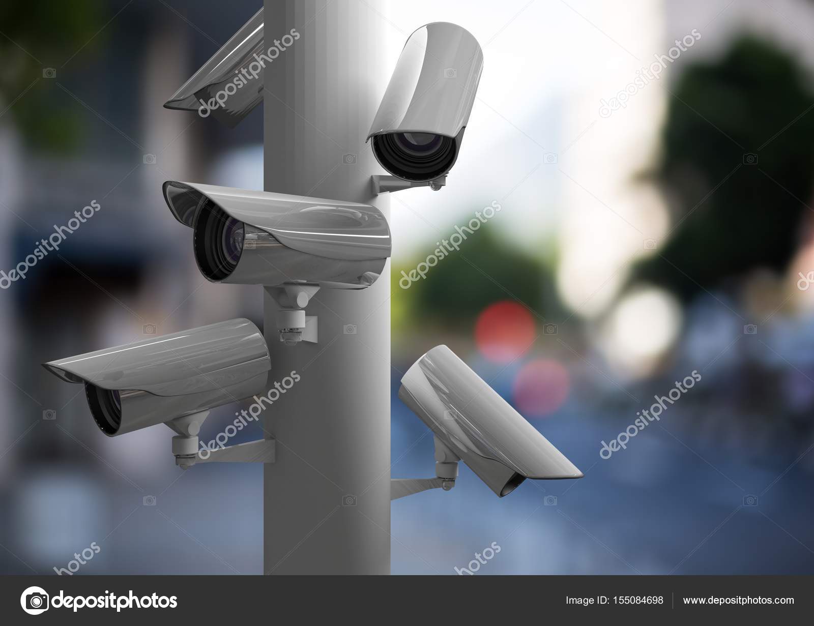 Focus on CCTV group in a blurred street — Stock Photo © vectorfusionart ...