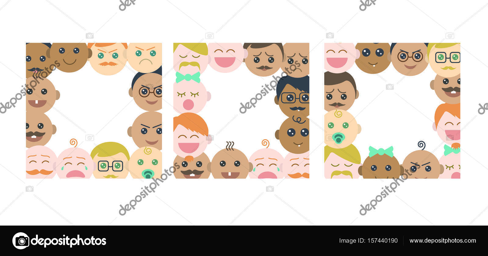 Vector set of frames with different human faces Stock Vector by ...