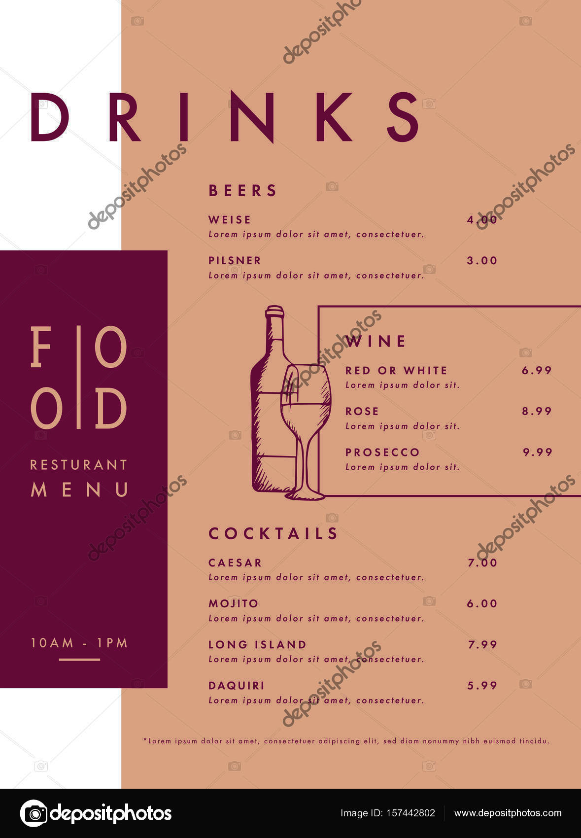 Menu card with food and restaurant text Stock Vector by ...