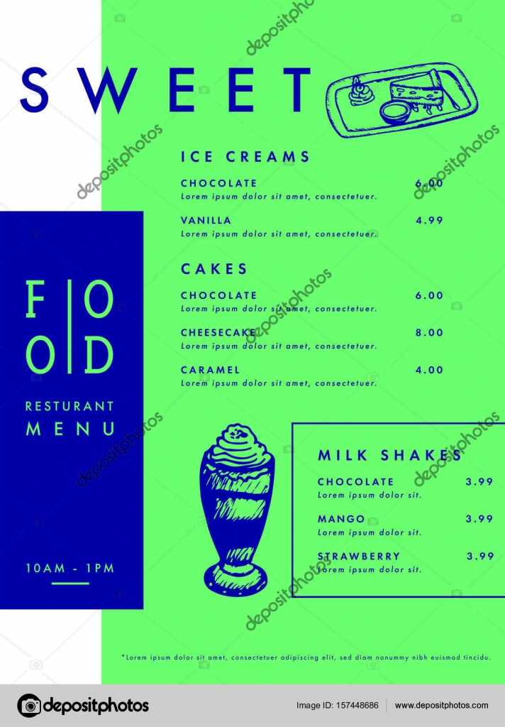 Menu card with food and restaurant text Stock Vector by ...