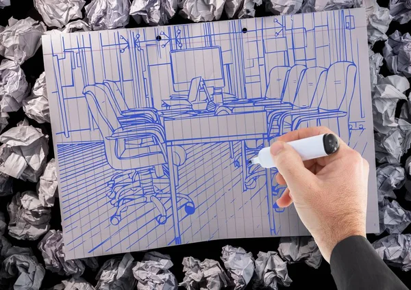 Hand drawing office lines on a paper. Stock Photo by ©vectorfusionart ...