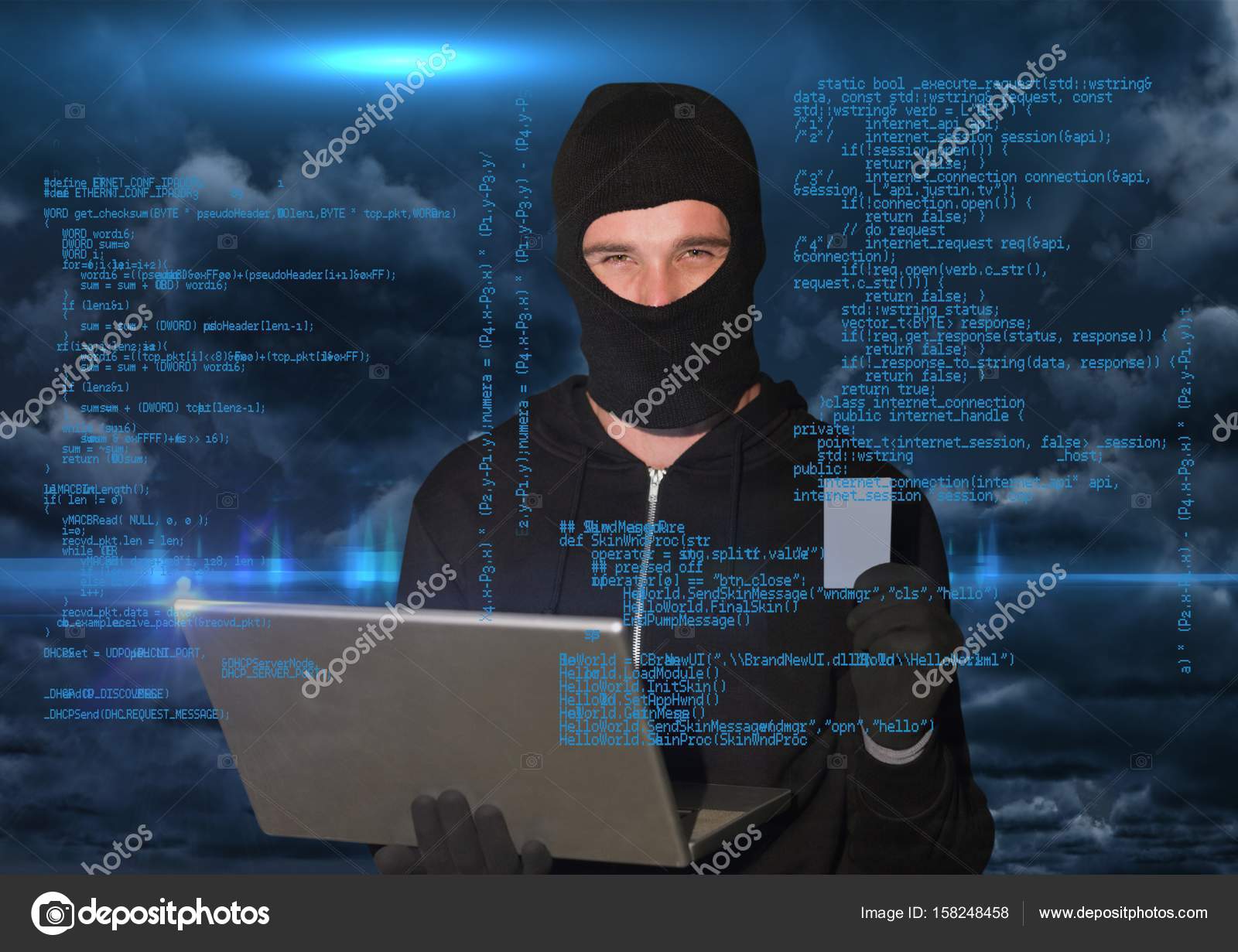 Hacker working on laptop — Stock Photo © vectorfusionart #158248458