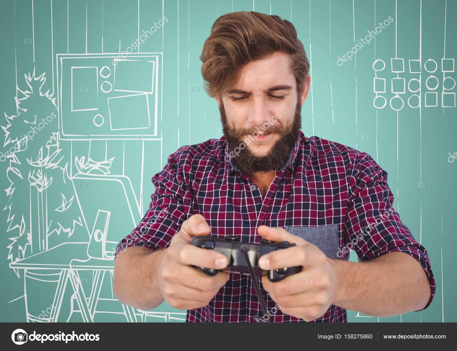 Millennial man playing video games Stock Photo by ©vectorfusionart ...
