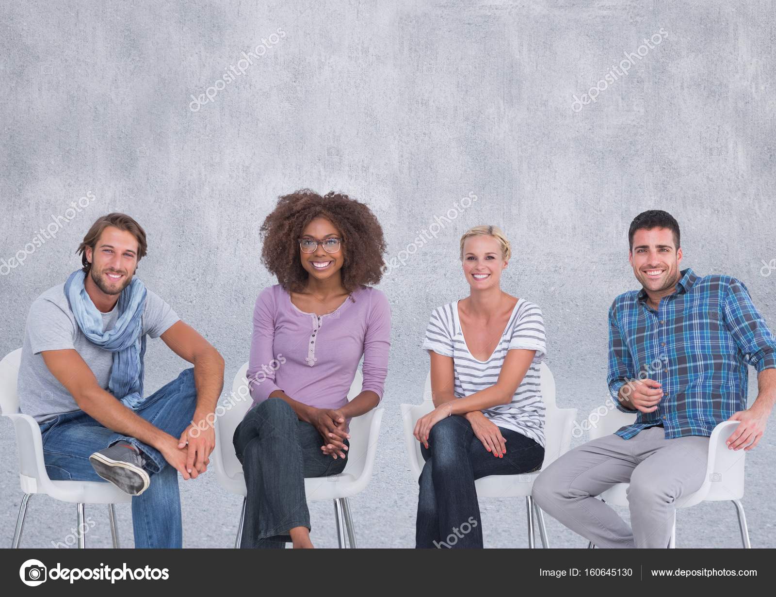 Smiling people sitting Stock Photo by ©vectorfusionart 160645130