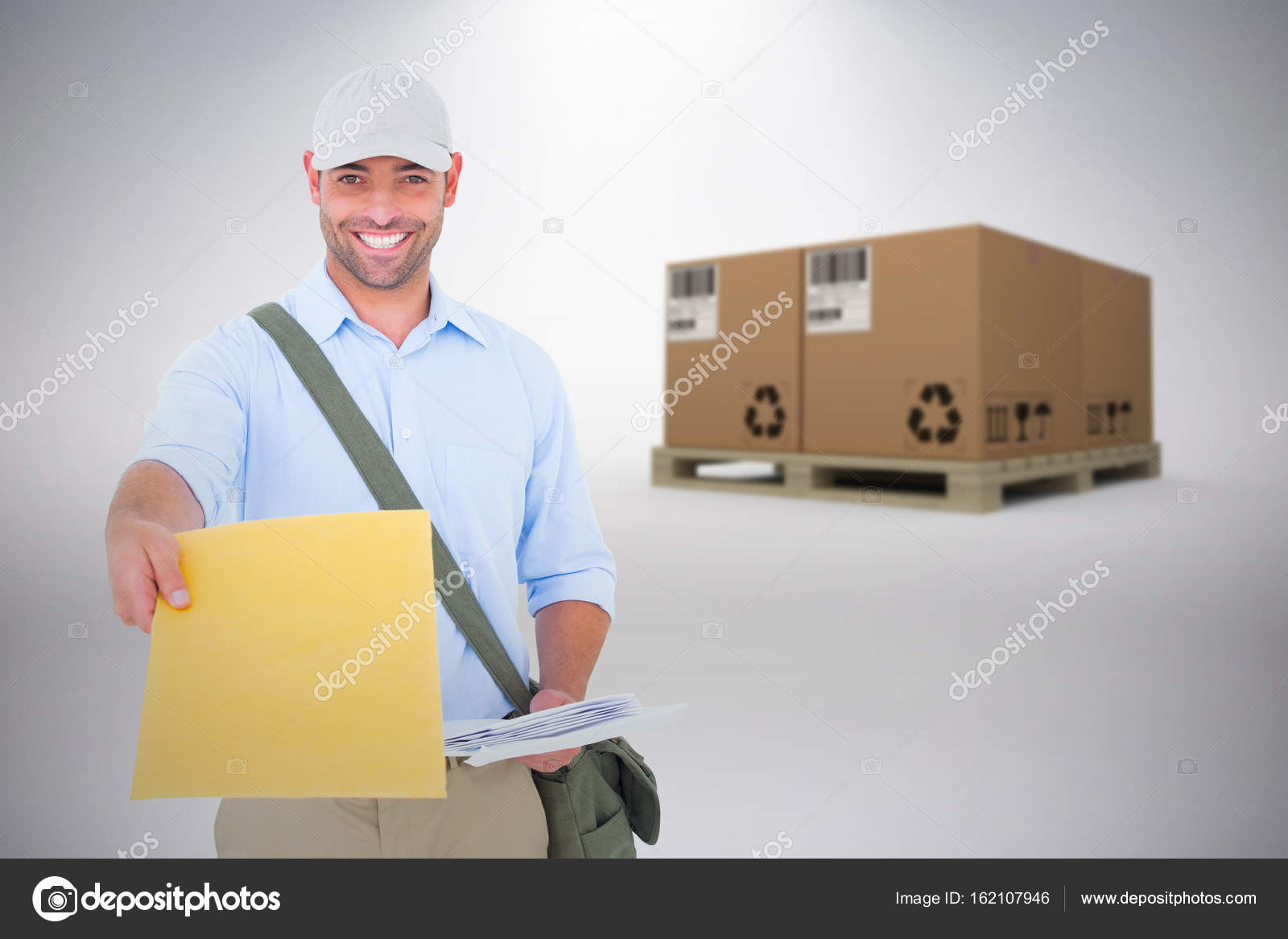 Postman delivering letter Stock Photo by ©vectorfusionart 162107946