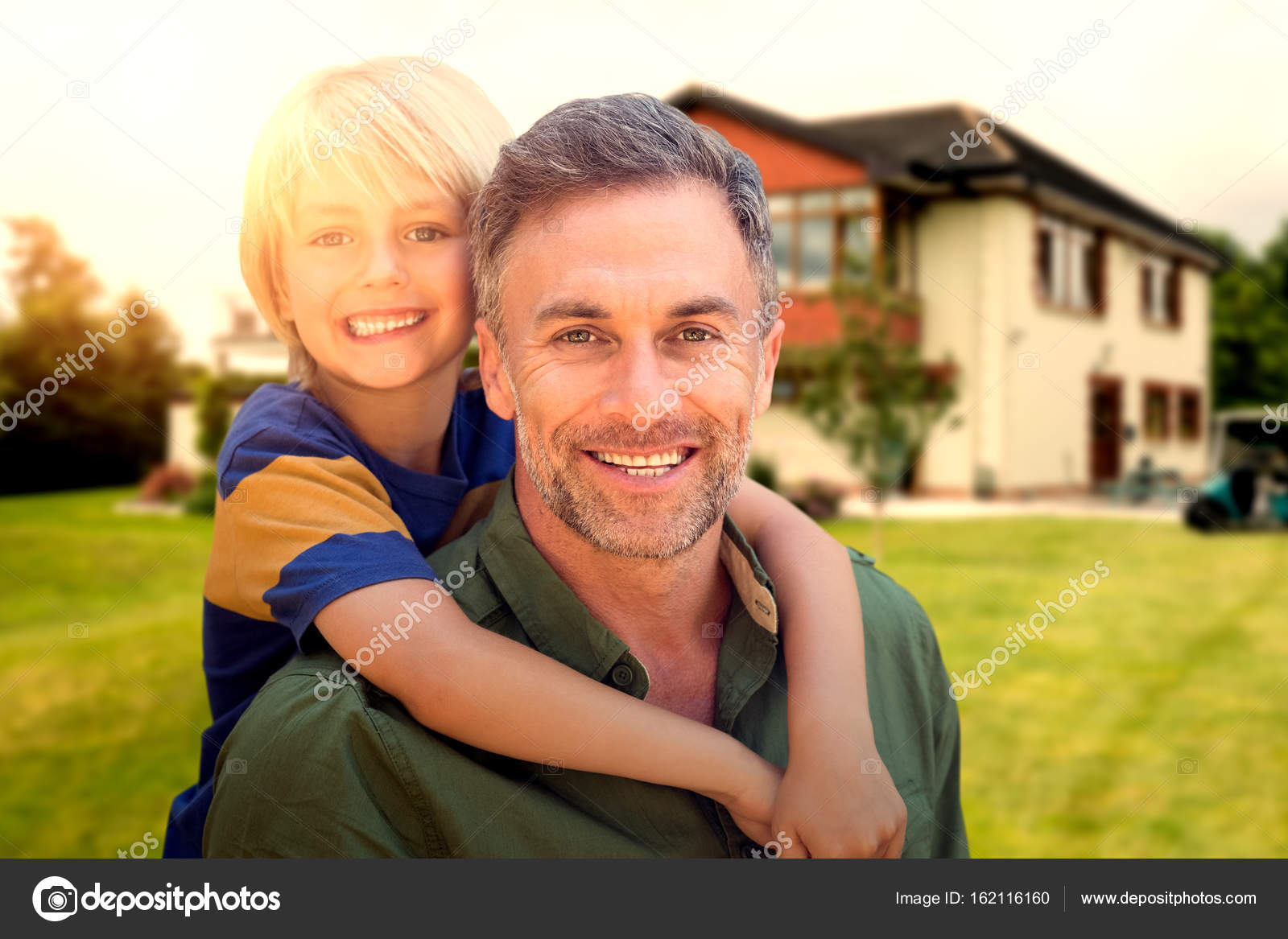 Father holding son on back Stock Photo by ©vectorfusionart 162116160