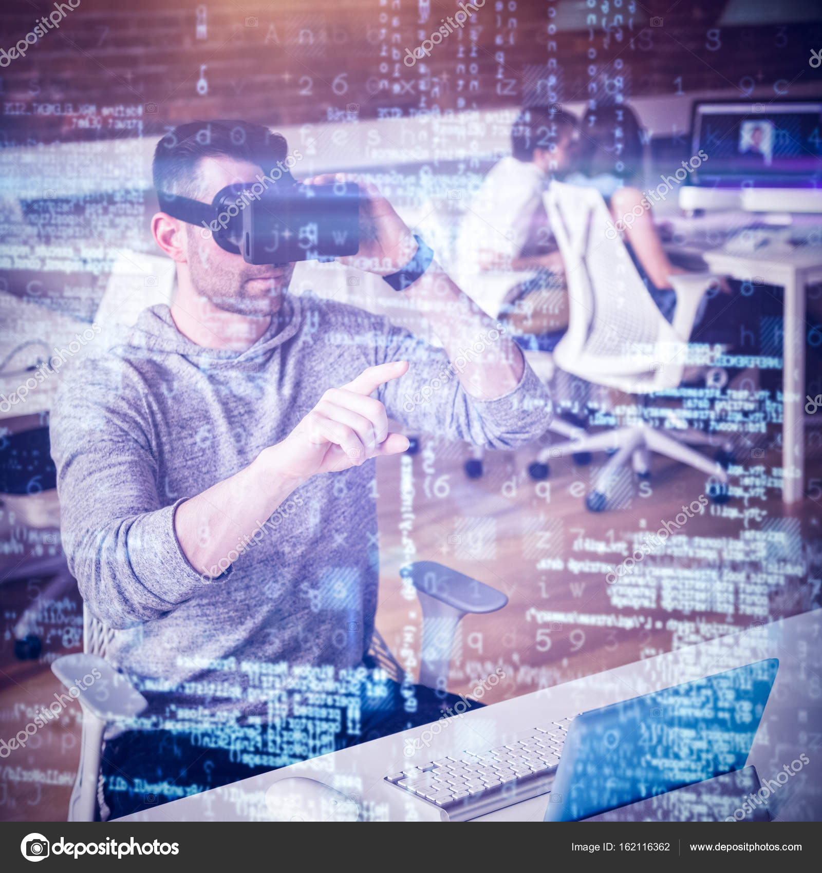 Man using virtual reality headset — Stock Photo © vectorfusionart ...