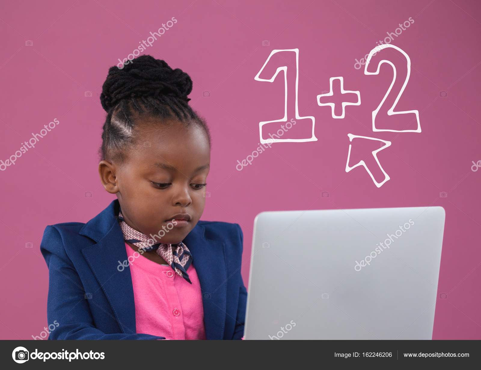Office kid girl using computer Stock Photo by ©vectorfusionart 162246206