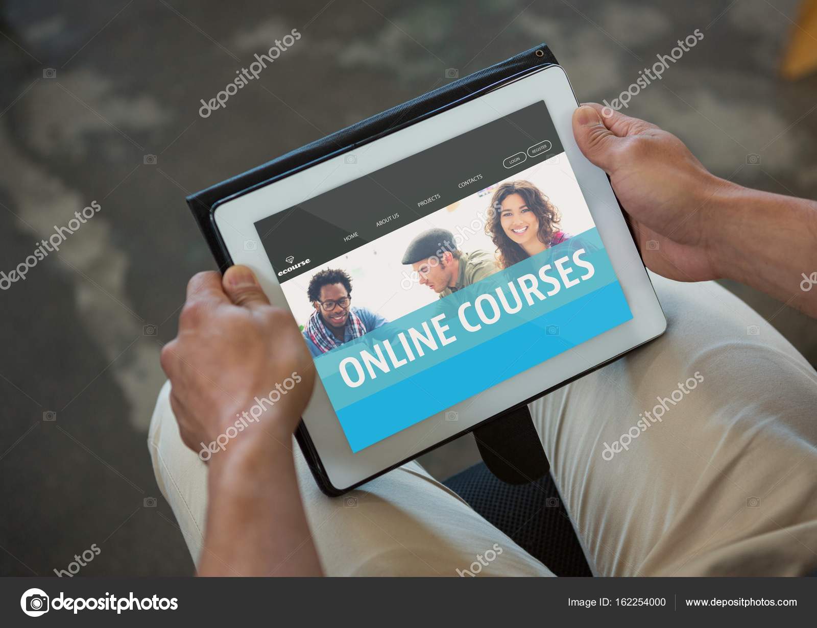 Tablet with e-learning information on screen Stock Photo by ...