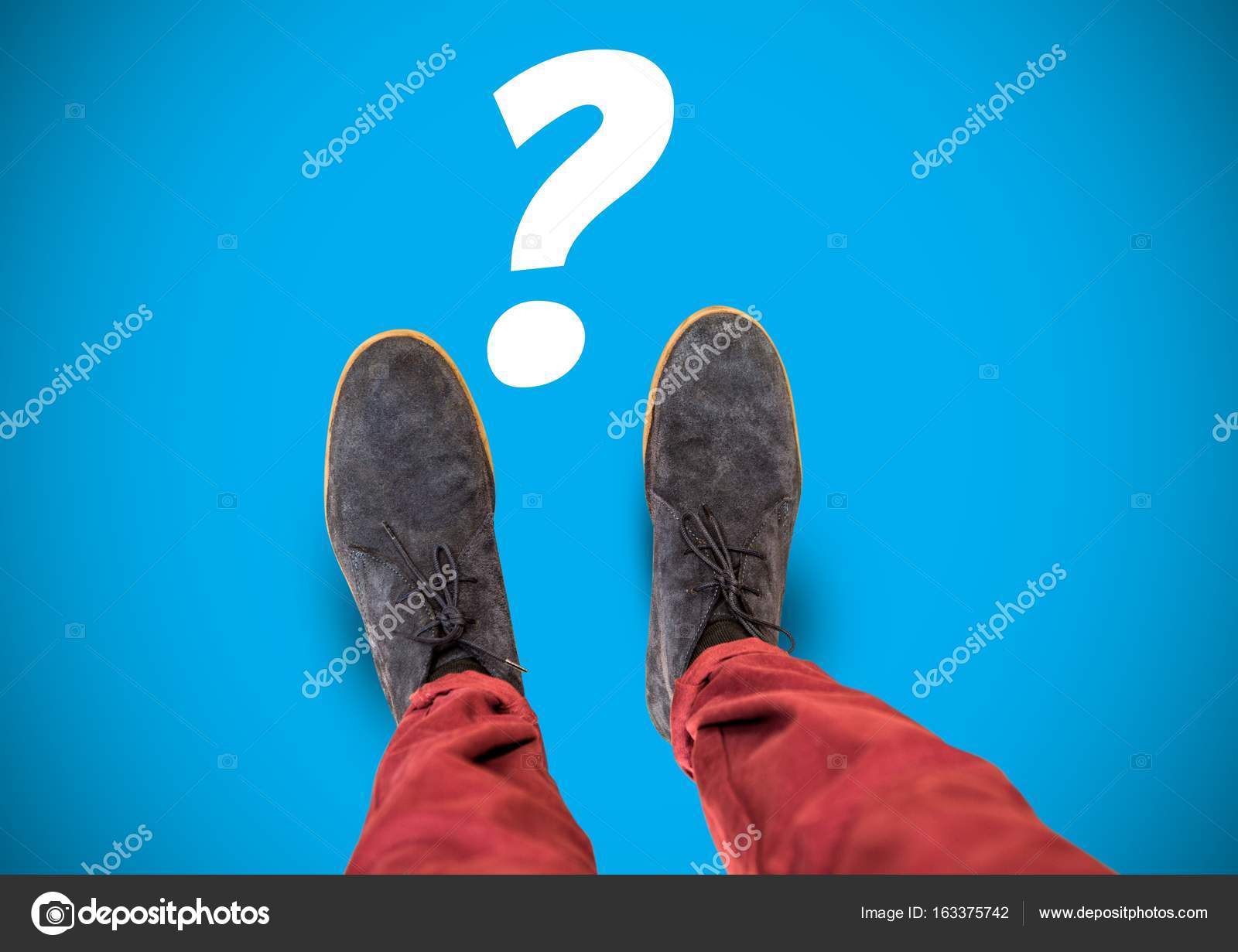 Question Mark and grey shoes on feet Stock Photo by ©vectorfusionart ...