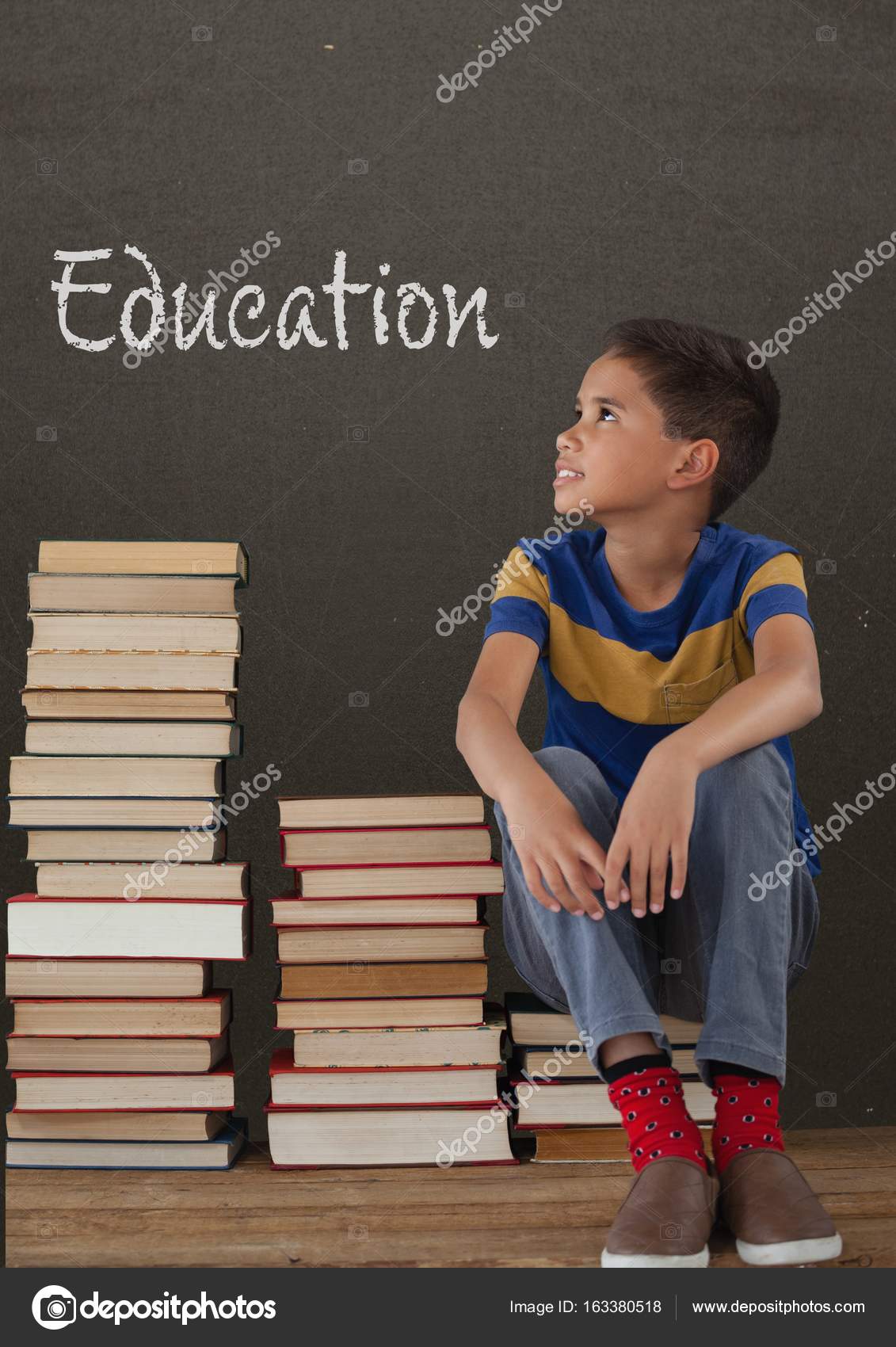 Student boy sitting on table Stock Photo by ©vectorfusionart 163380518