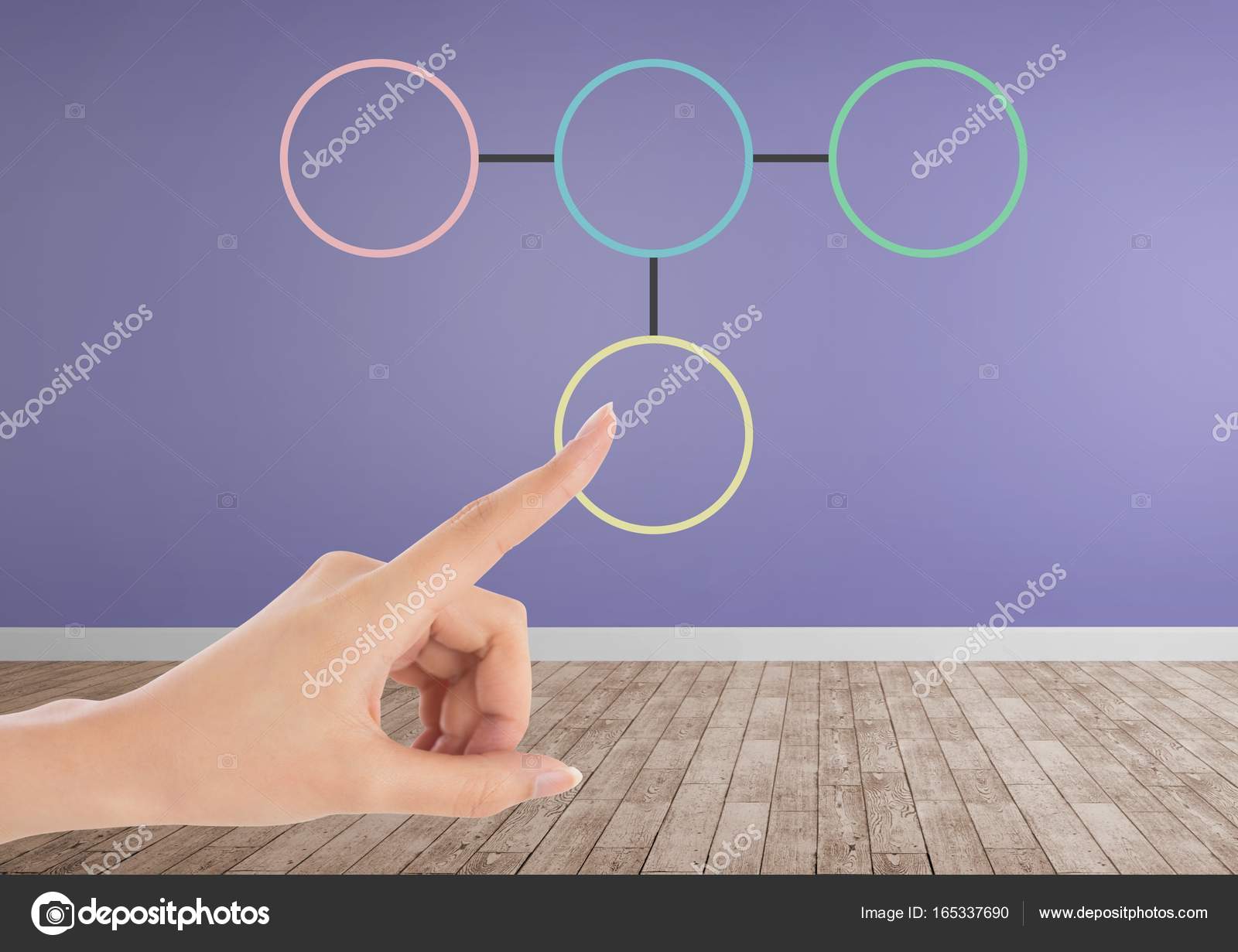 Hand touching mind map in room Stock Photo by ©vectorfusionart 165337690