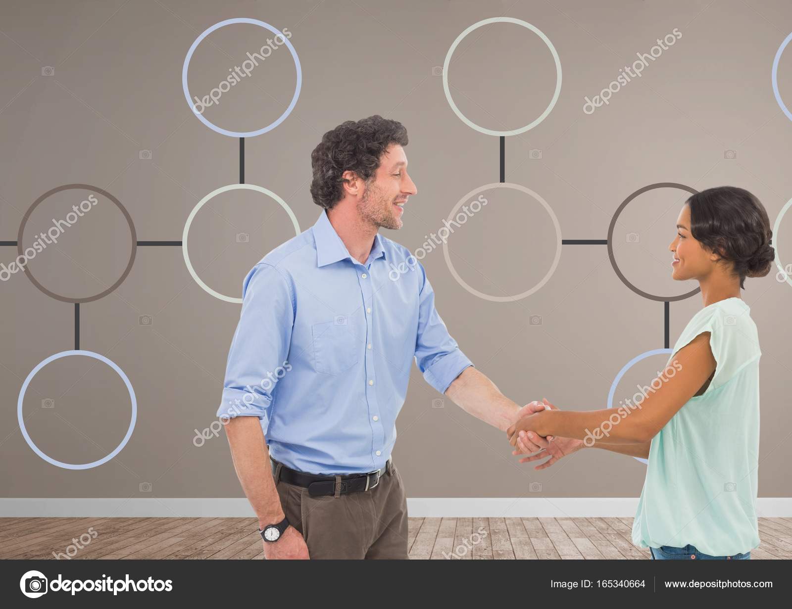 Man and woman shaking hands Stock Photo by ©vectorfusionart 165340664