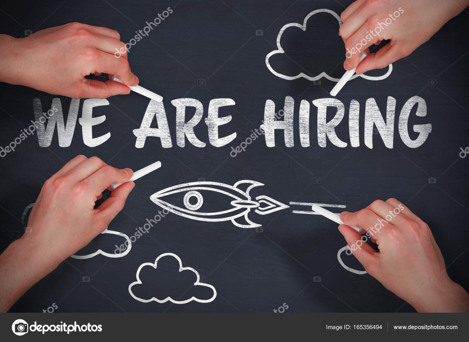 Multiple hands writing with chalk Stock Photo by ©vectorfusionart 165356494