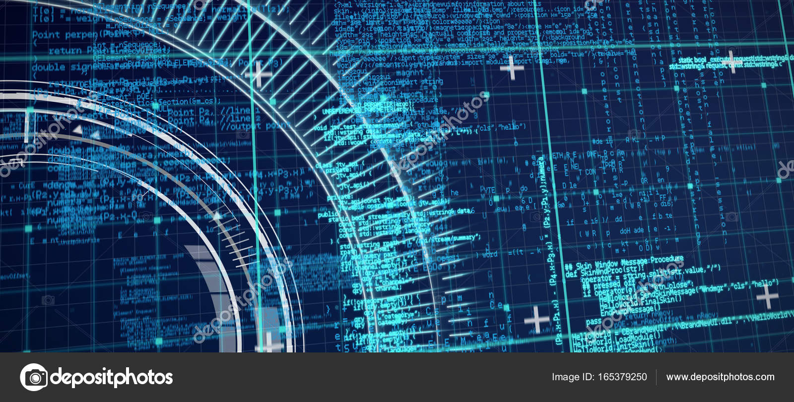 Blue and grey matrix and codes Stock Photo by ©vectorfusionart 165379250