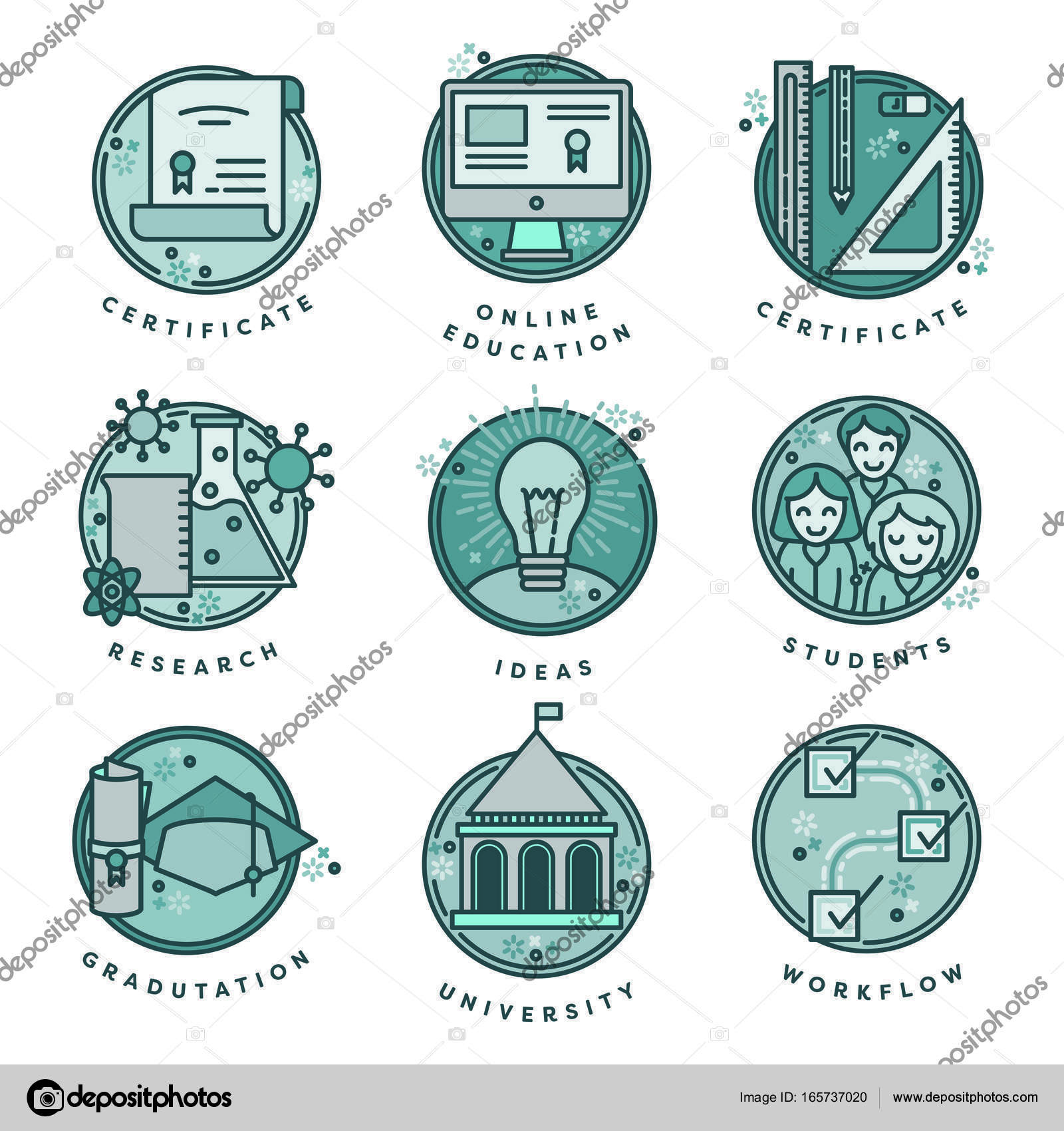 Conjunto vectorial de símbolo de educación Vector de stock por ...