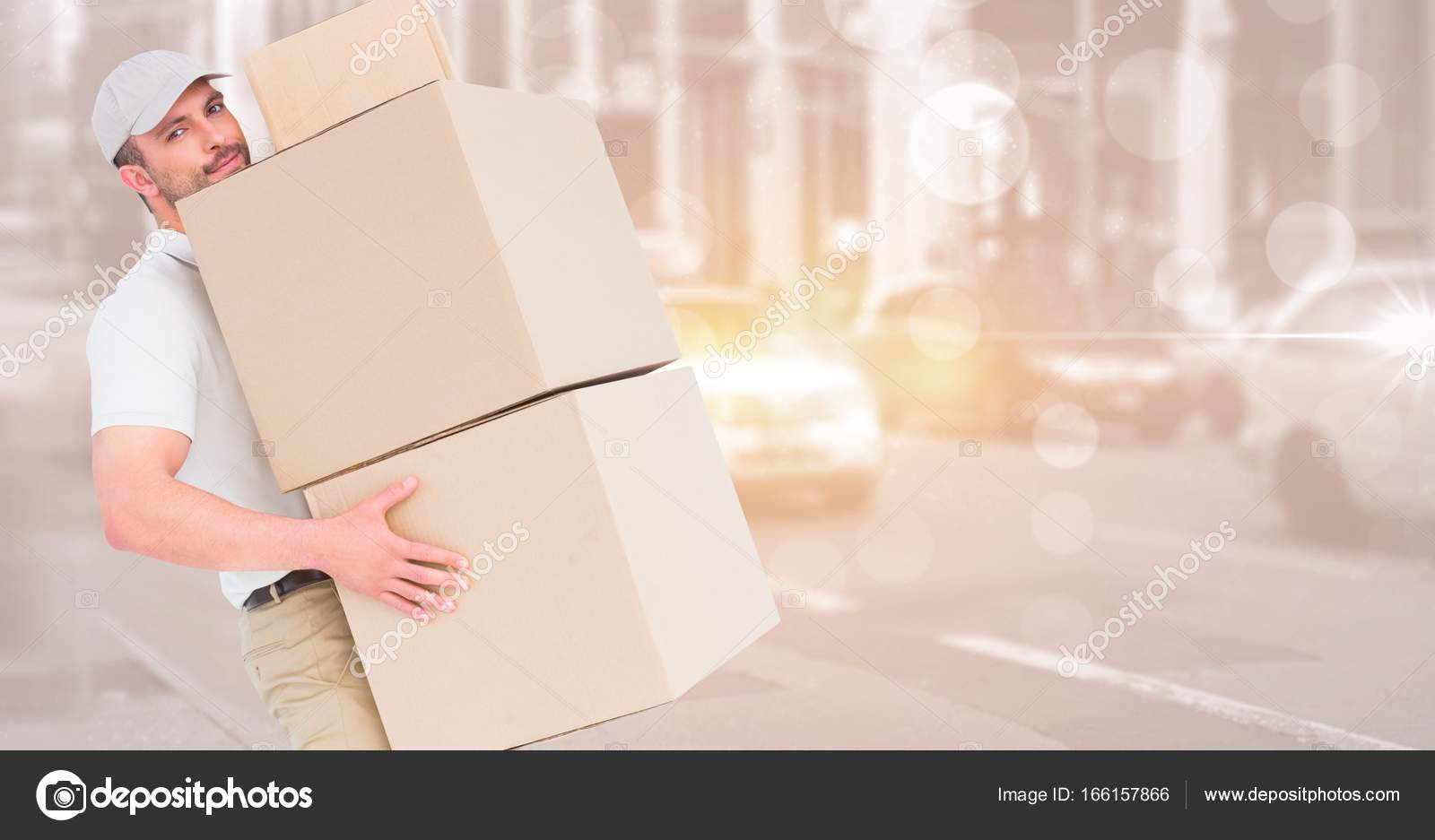 Delivery man with boxes Stock Photo by ©vectorfusionart 166157866