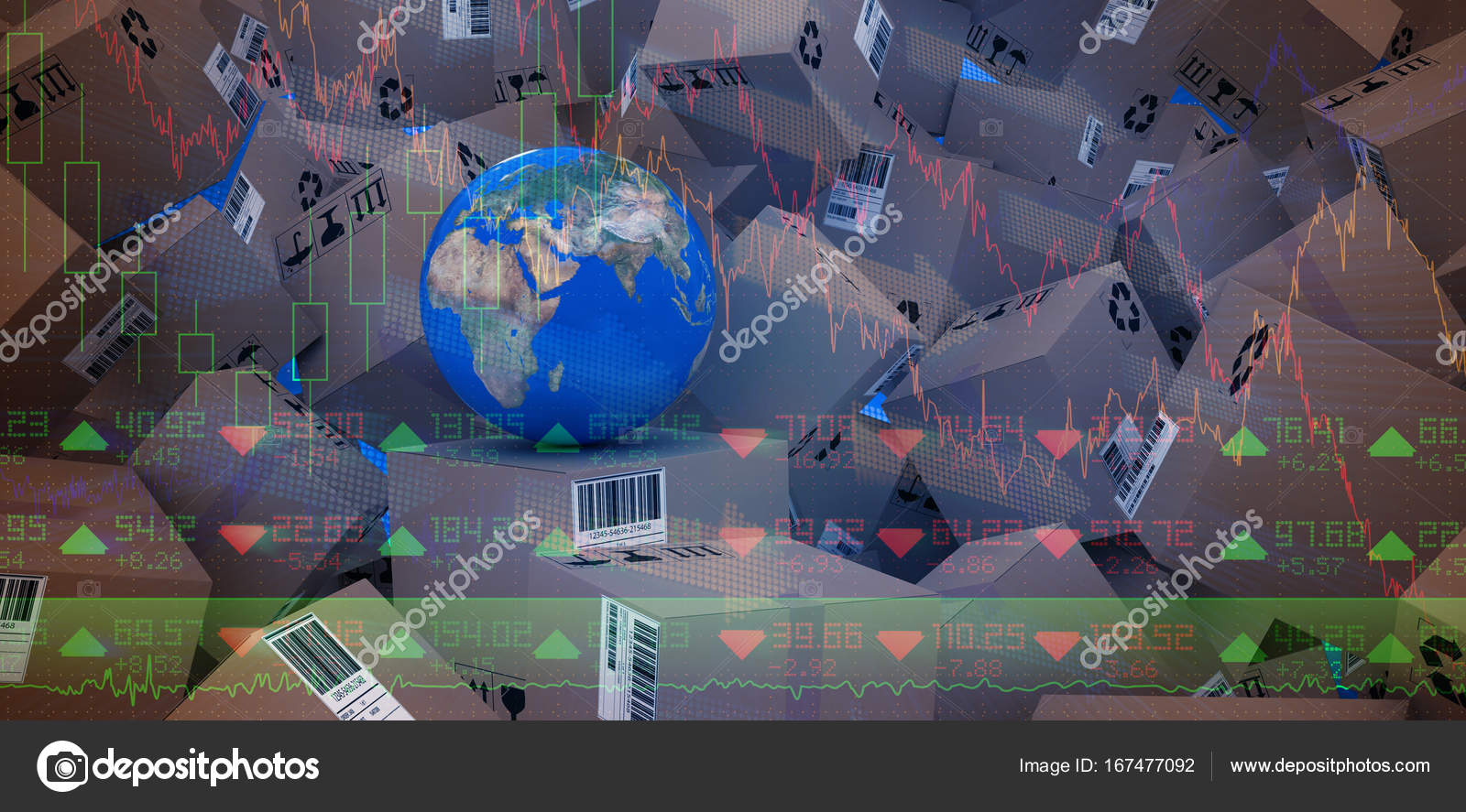 Sphere globe amidst cardboard boxes Stock Photo by ©vectorfusionart ...