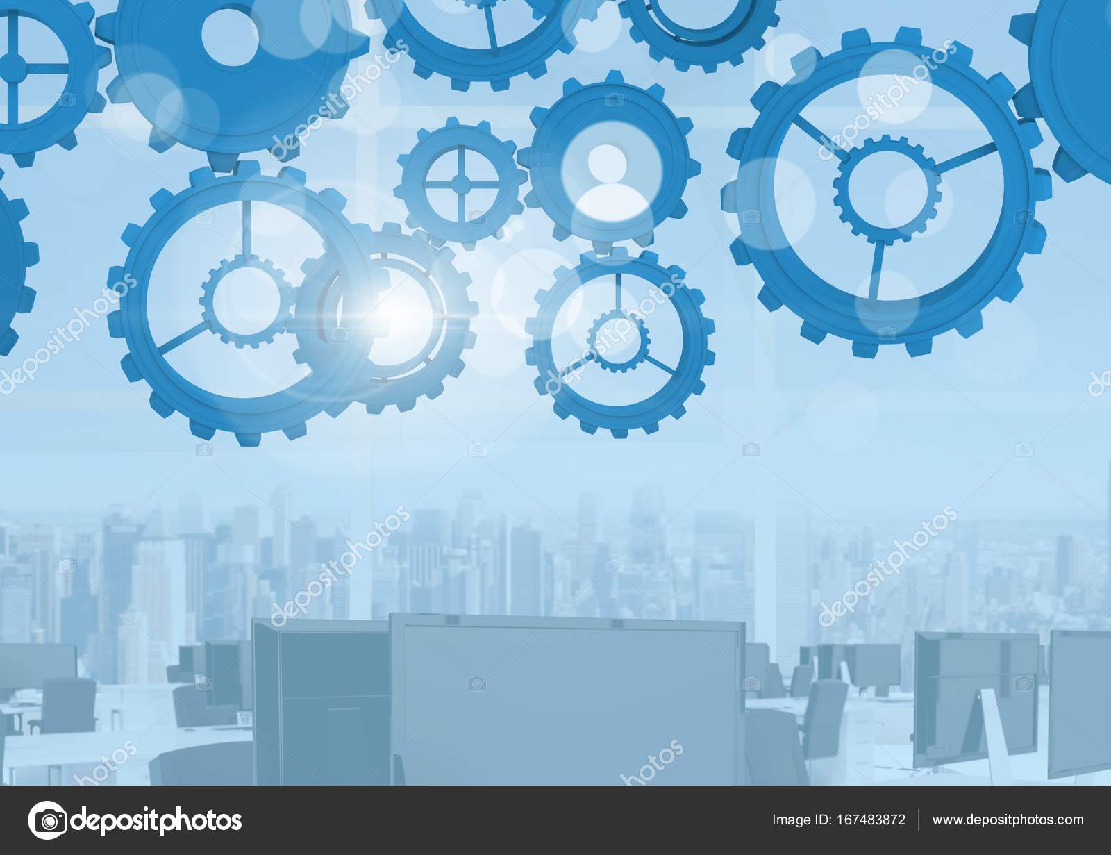 Cog gears with blue background Stock Photo by ©vectorfusionart 167483872