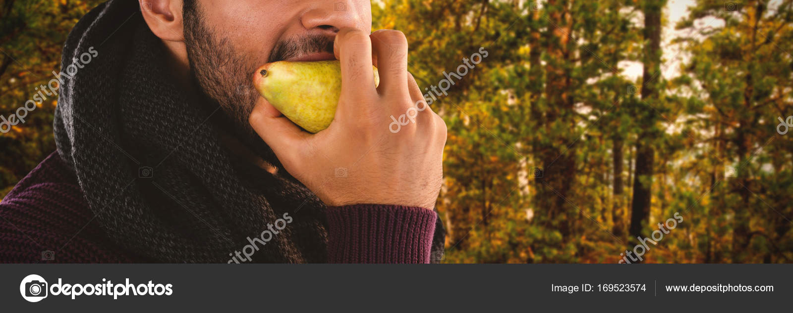 Man eating pear Stock Photo by ©vectorfusionart 169523574