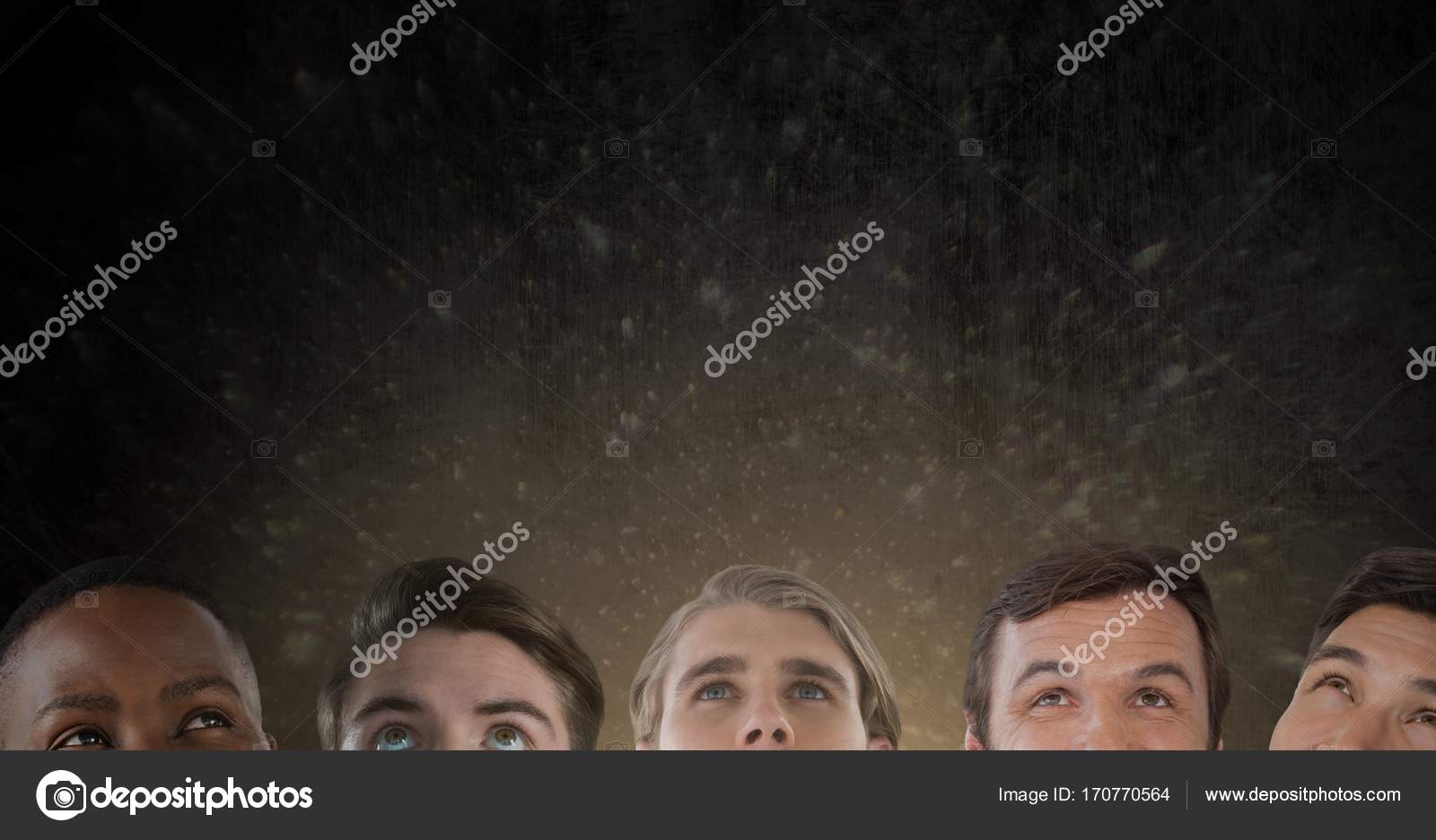 Heads looking up at question mark — Stock Photo © vectorfusionart ...