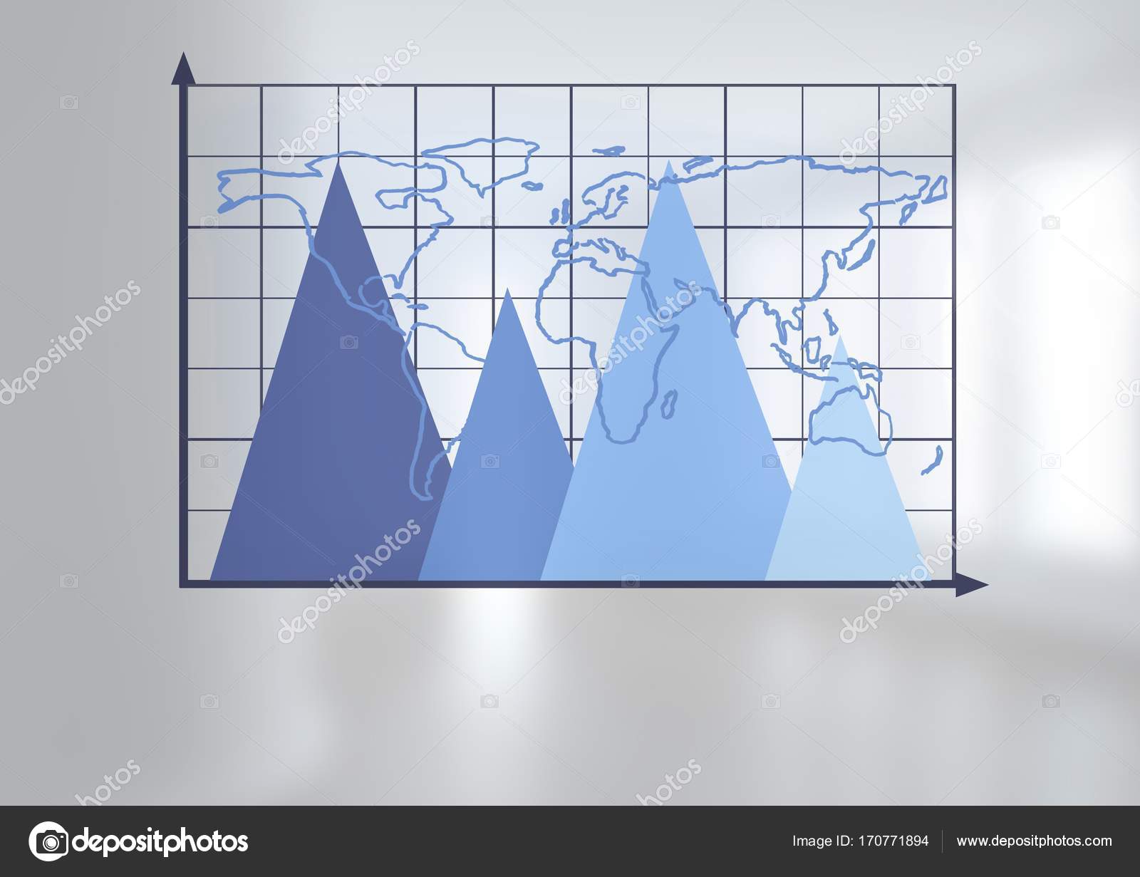 Gráfico triangular con mapa del mundo — Foto de stock #170771894 ...
